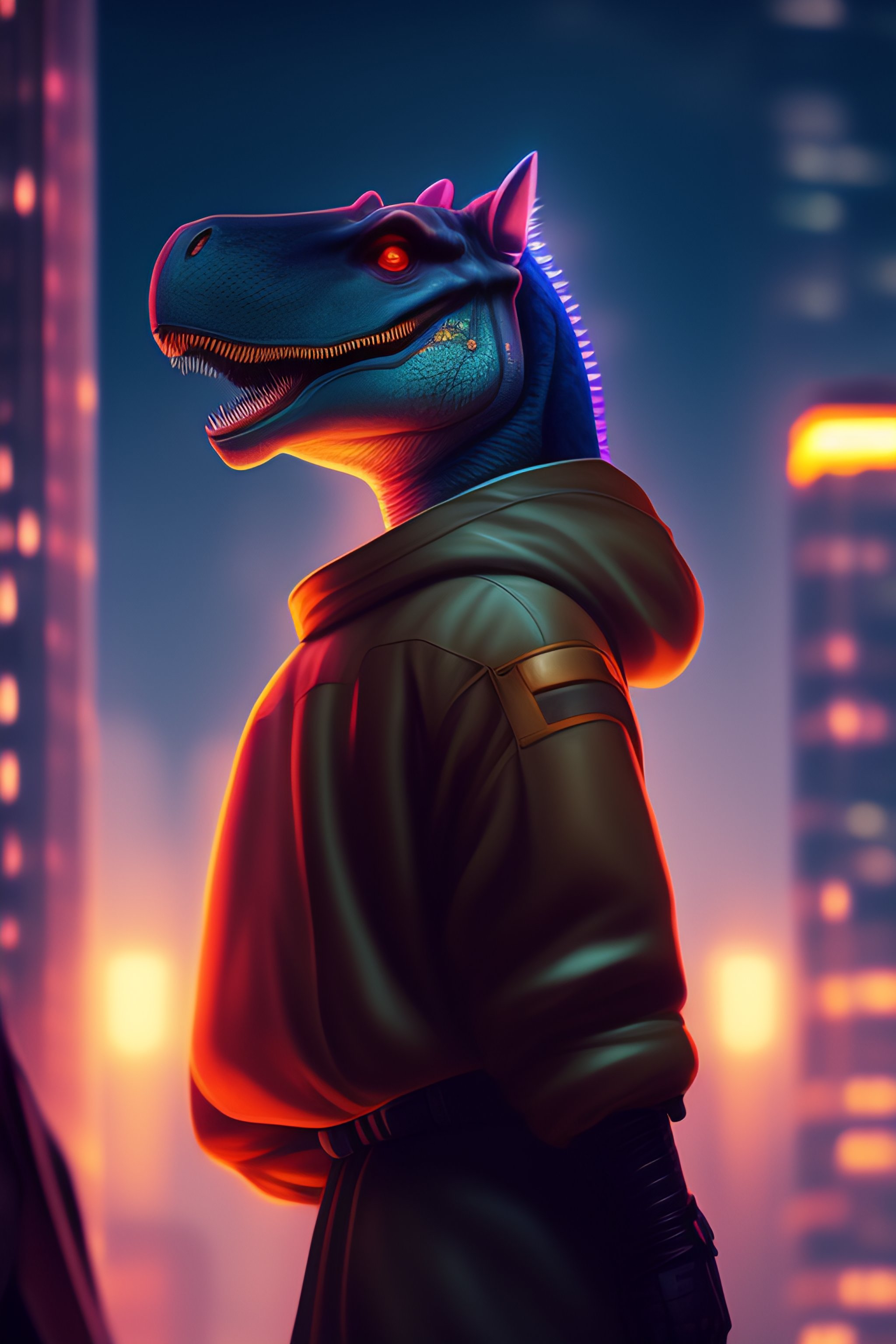 Lexica - Anthropomorphic dinosaur squad , cyberpunk, fantasy, elegant ...