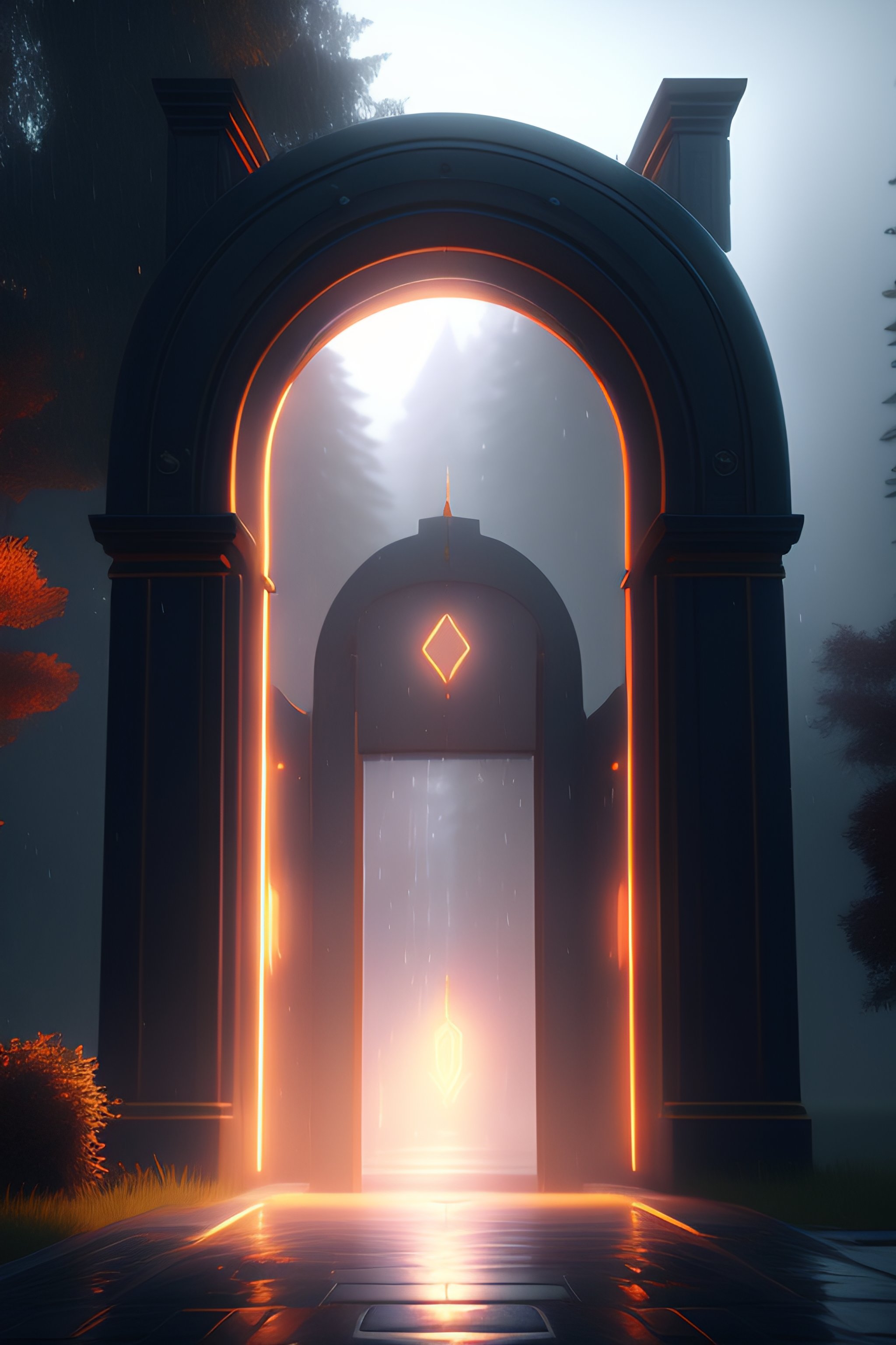 Lexica - Sci-fi magic portal, fantasy, artstation, rainy, epic ...