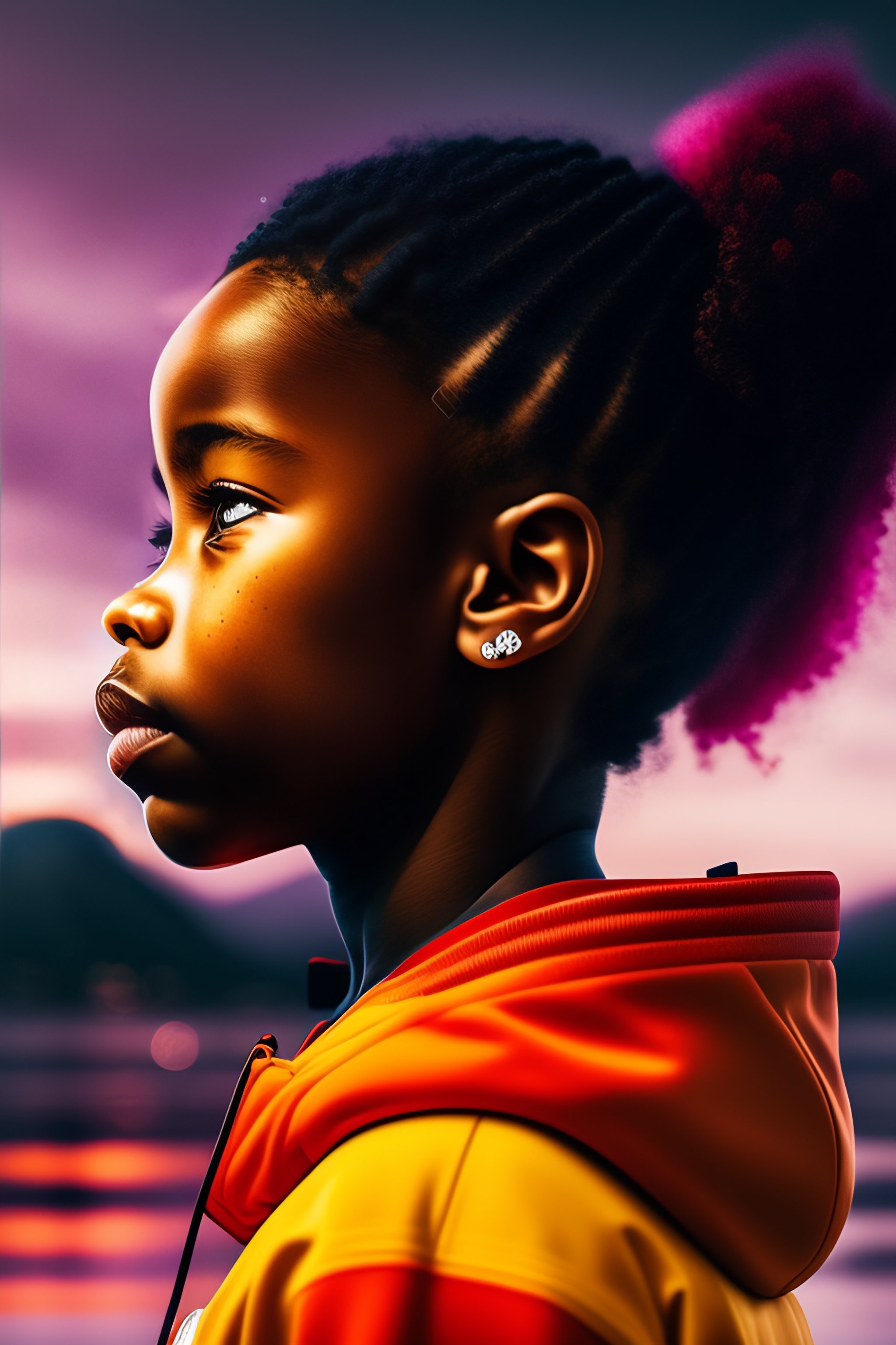 Lexica - A portrait of a black child :: side profile :: blood ...