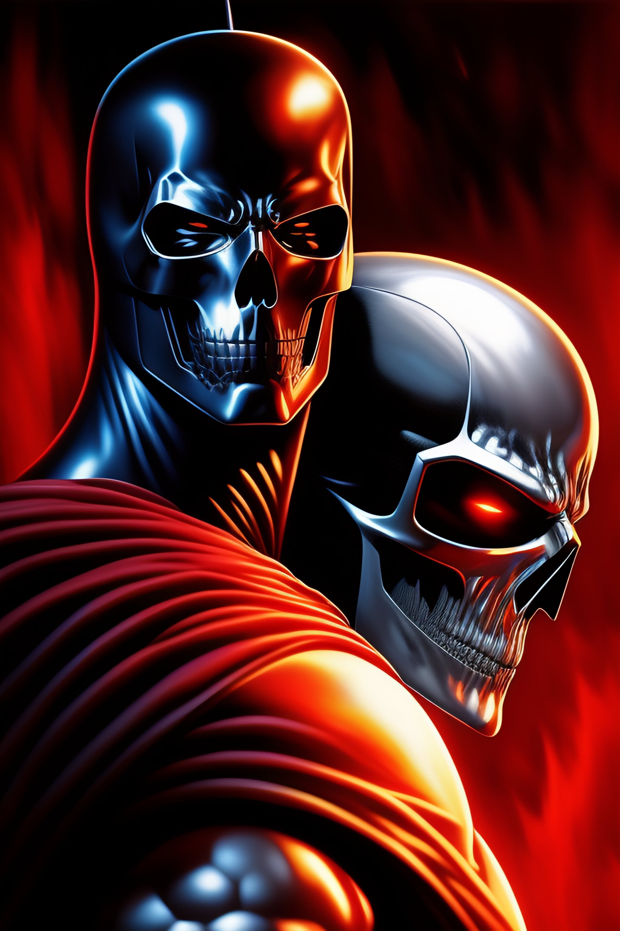 Lexica - Superhero with skull face gothic art by alex ross 4k hd