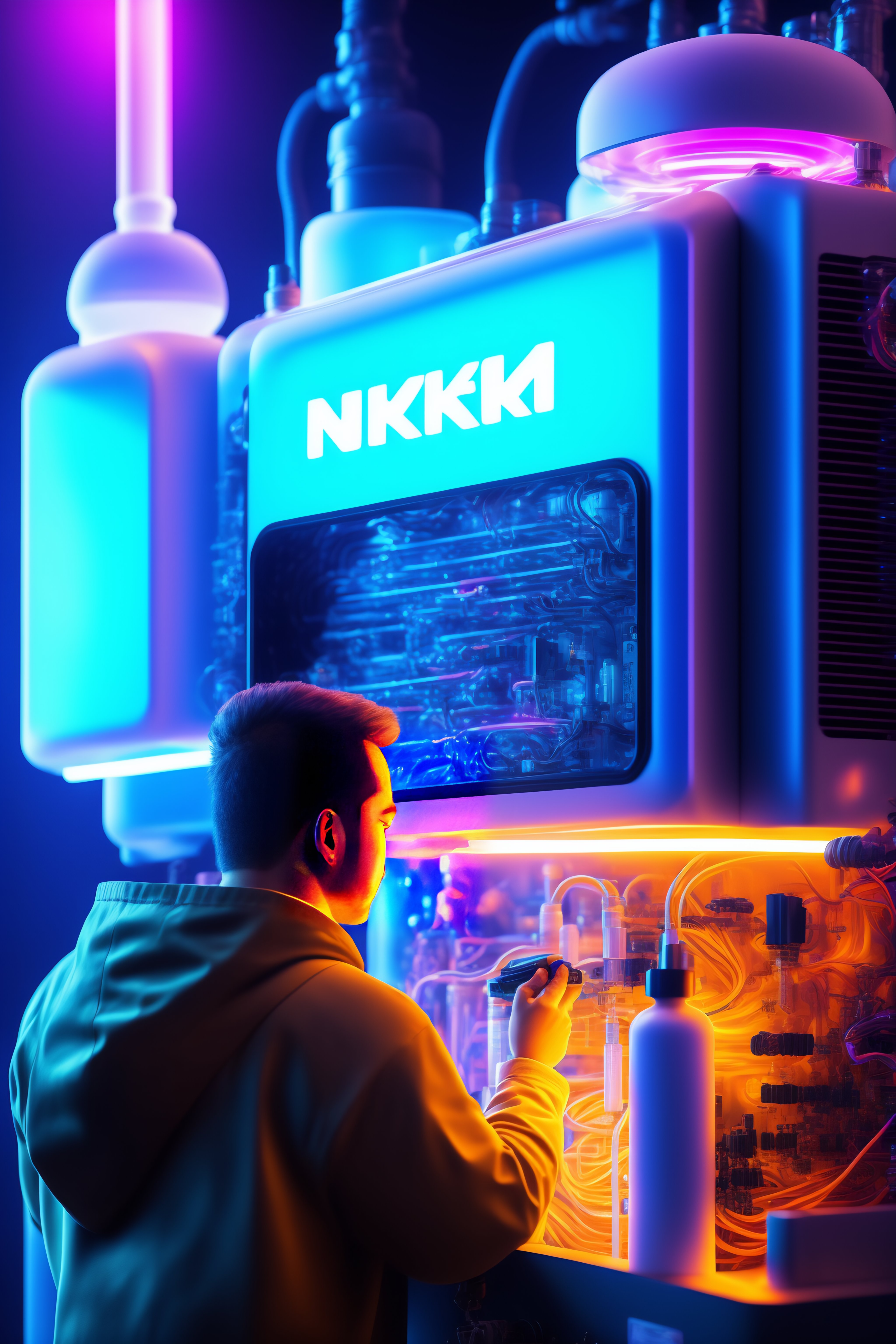 Lexica - Cartoon character overclocking an motherboard with cpu on an ...