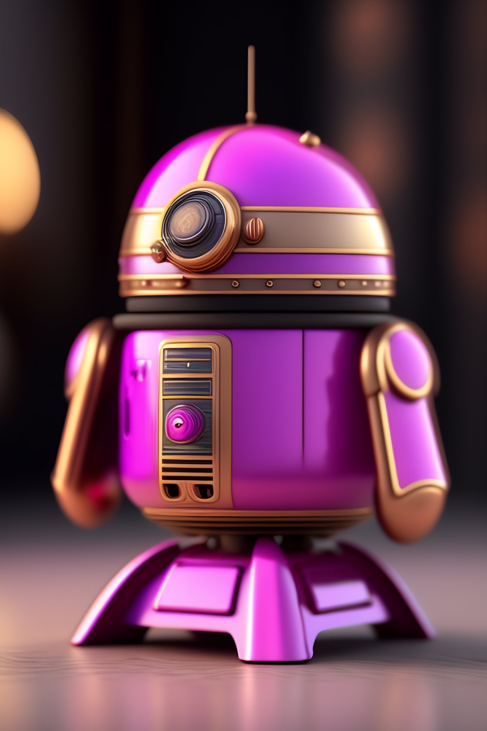 Lexica - C4D render of a comically tiny Cute and adorable steampunk droid in the kitchen, with a ...