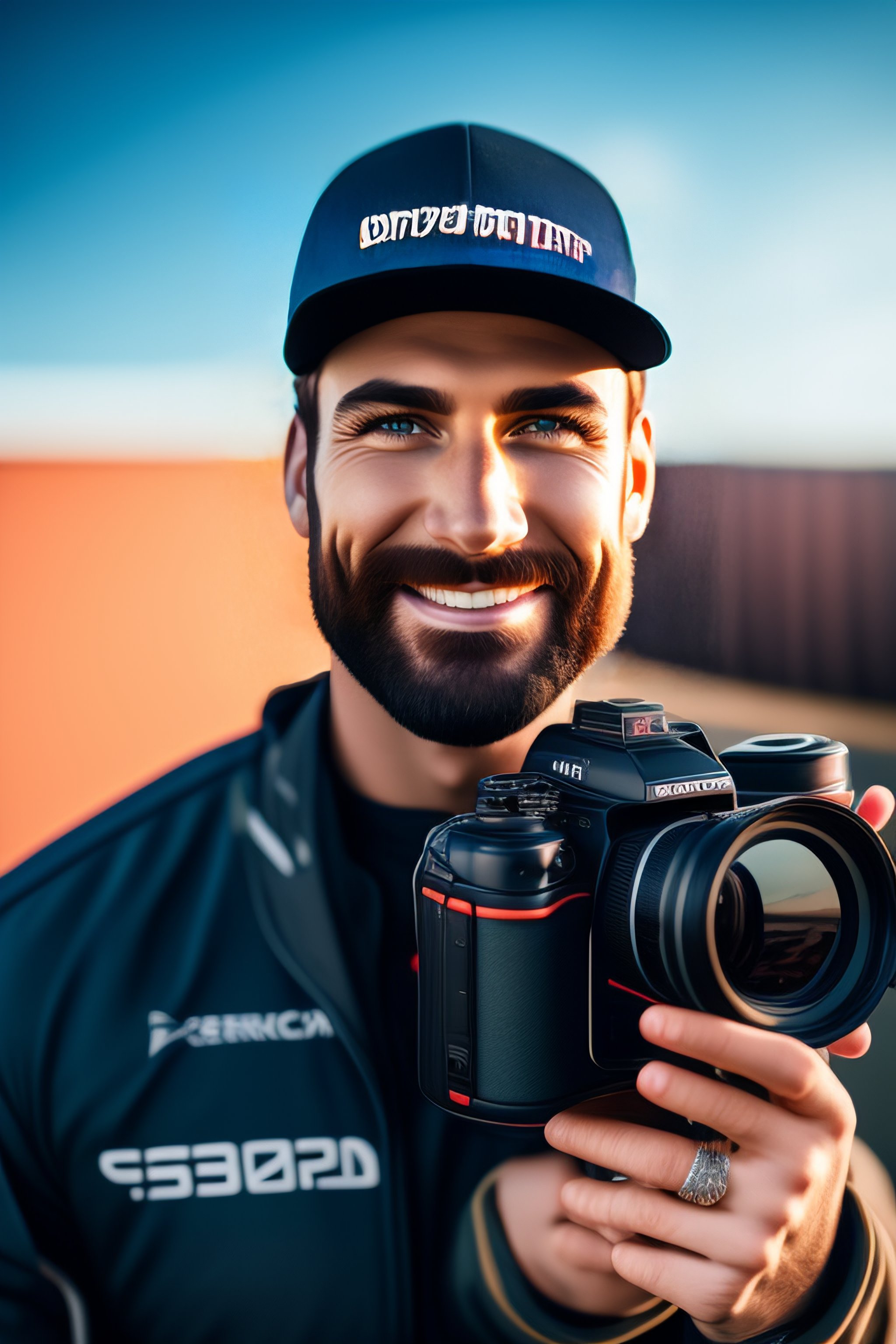 Lexica - Give the camera guy a video camera, change the background to a ...