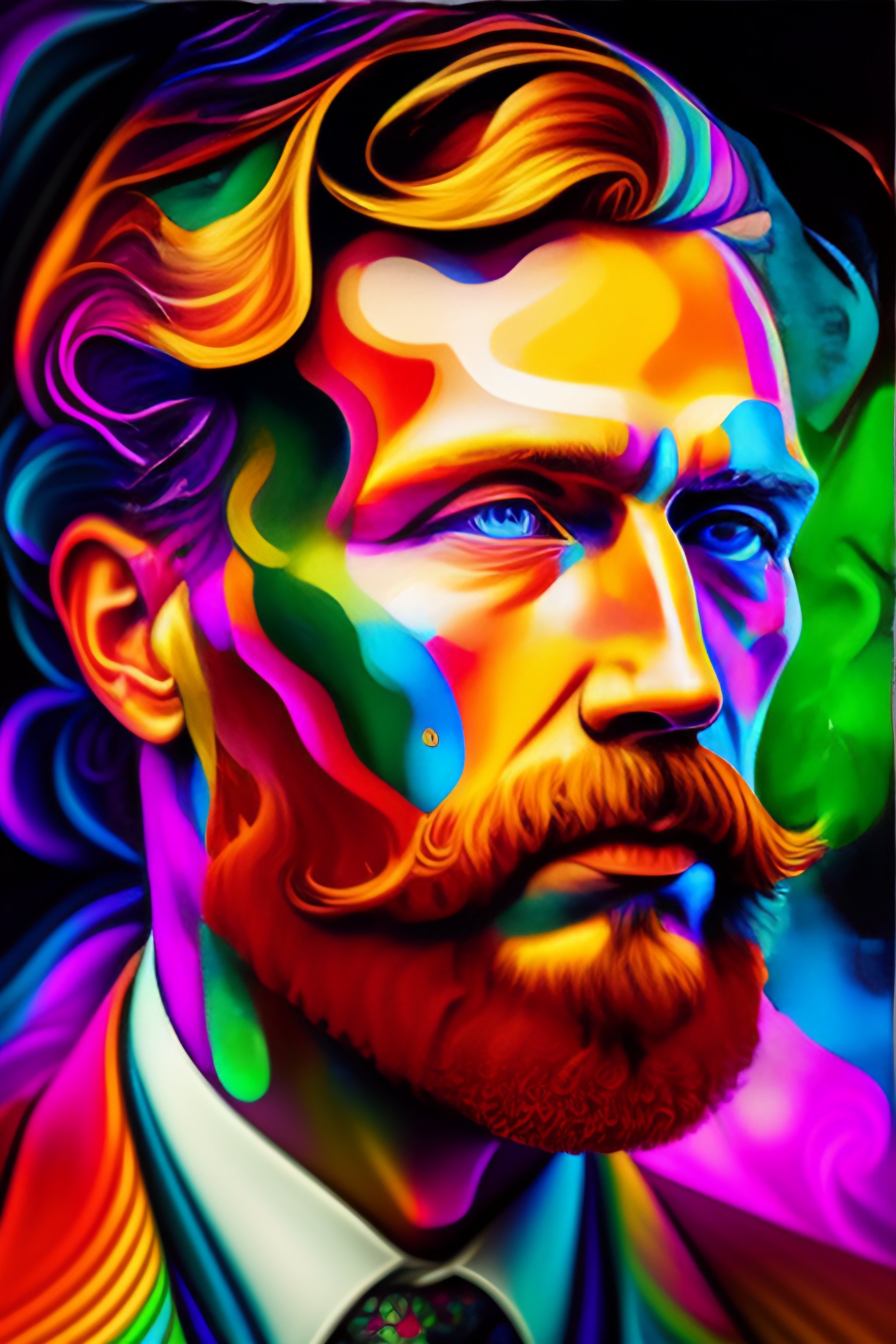 Lexica - An extremely psychedelic portrait of Vincent Van Gogh, surreal ...