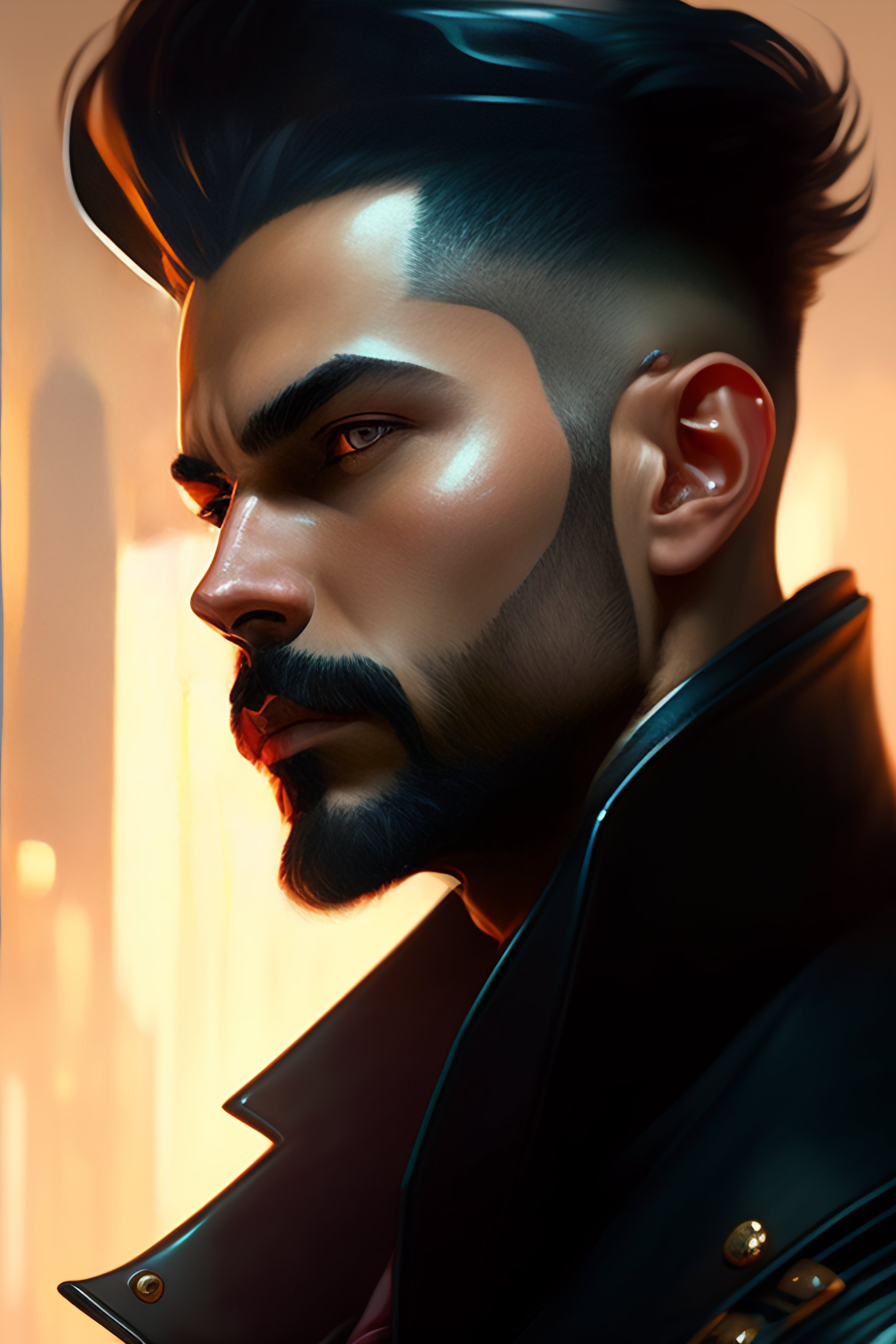 Lexica - Face portrait of a chained cocky detective with a black ...