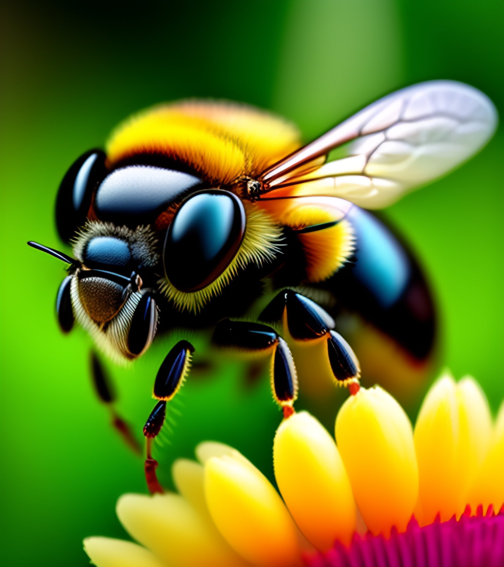 Lexica - Lazy bee looks like a cartoon style red eyes