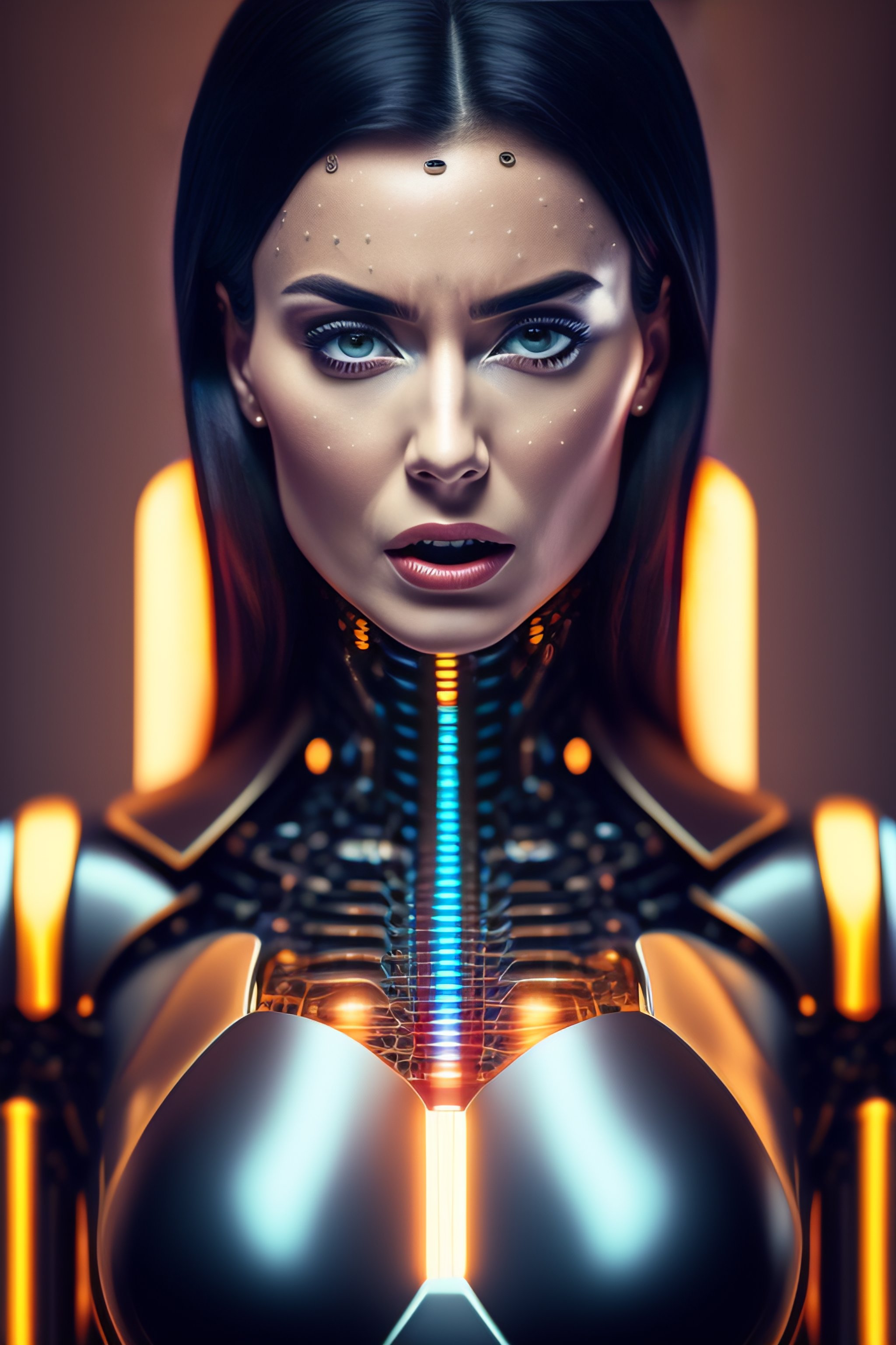 Lexica - Woman in shock being consumed by an artificial intelligence ...