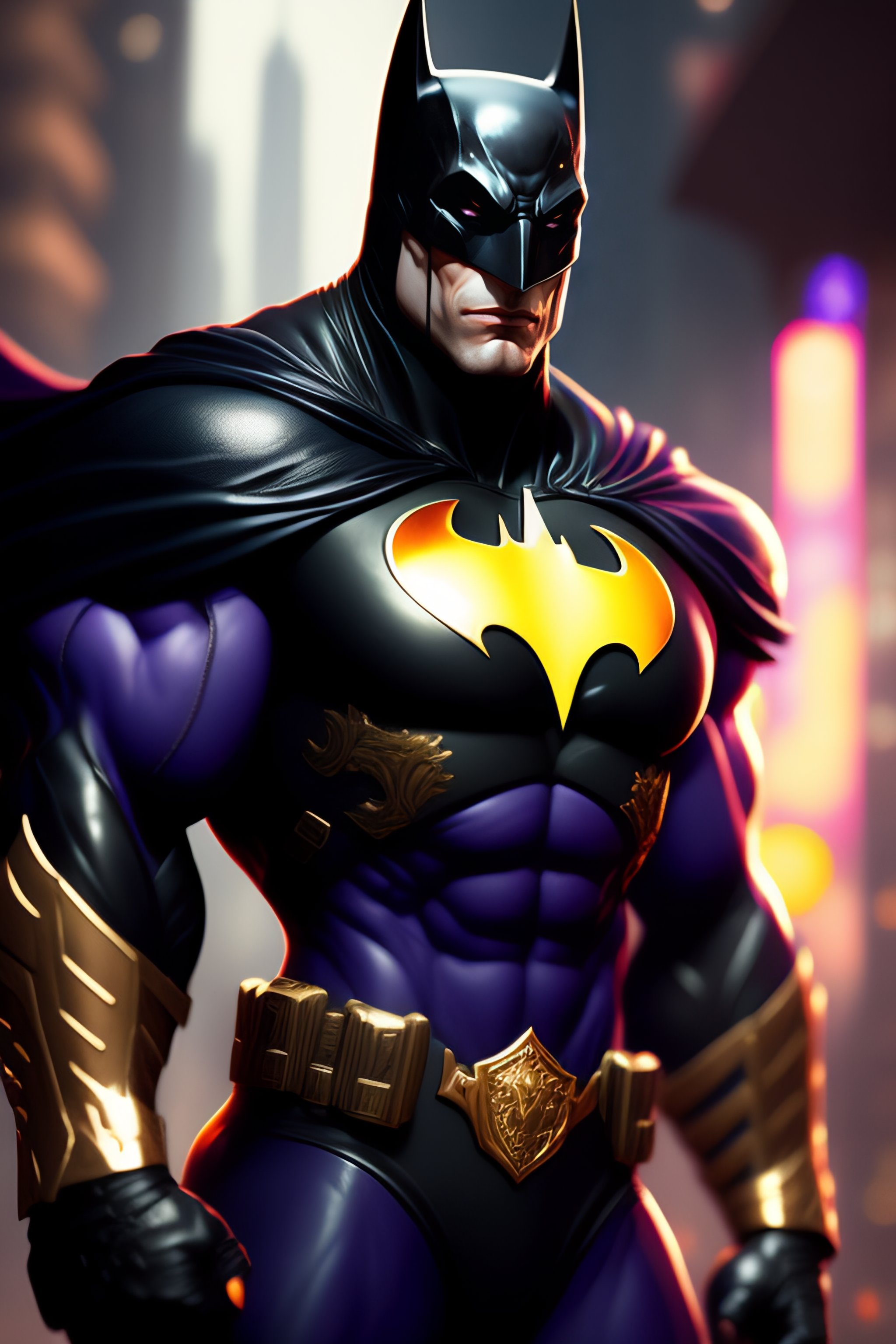 Lexica - Muscular Batman holding joker in arms in action cyberpunk ...