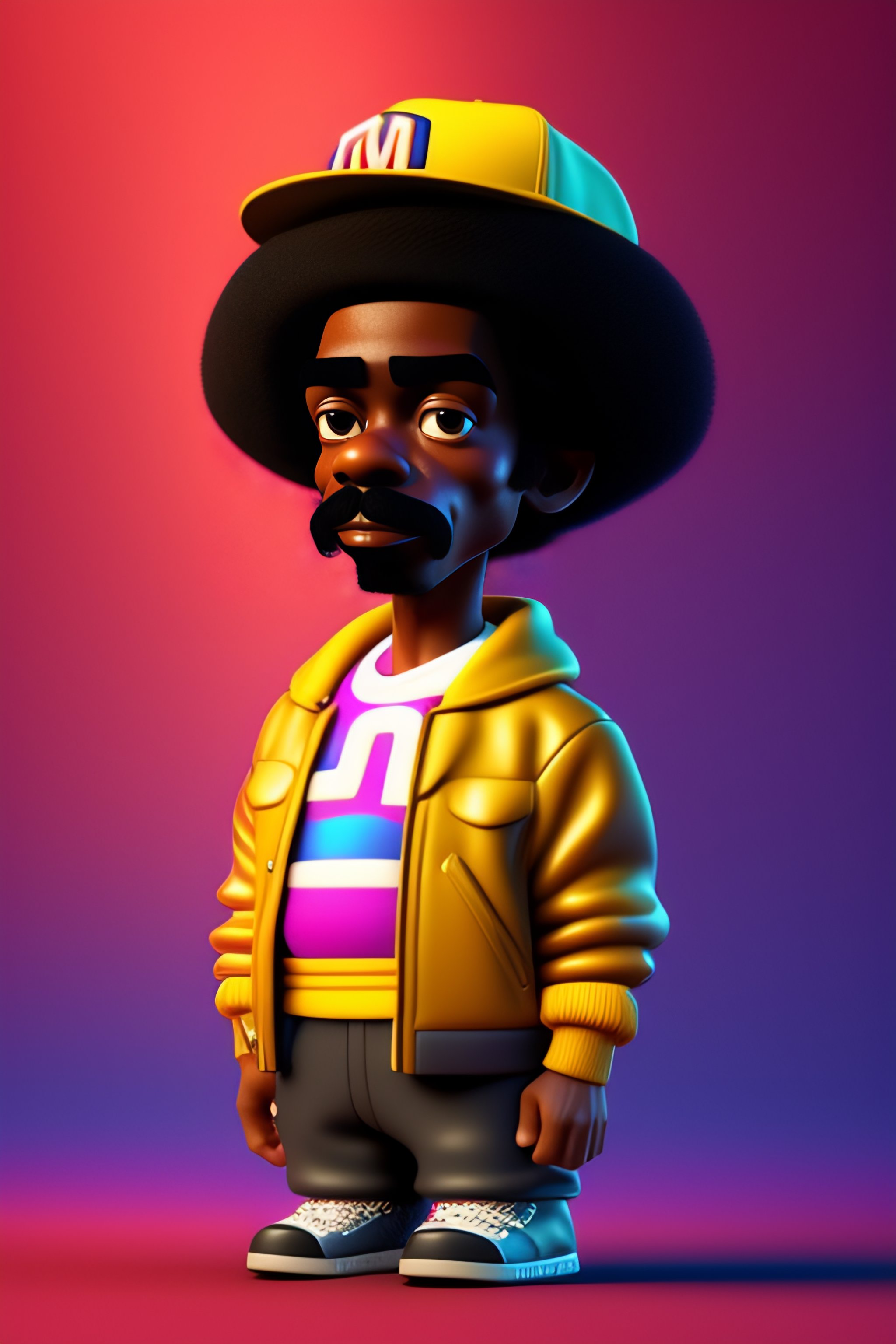 Lexica - Mac dre, 3 d rendered pixar character, smokey background