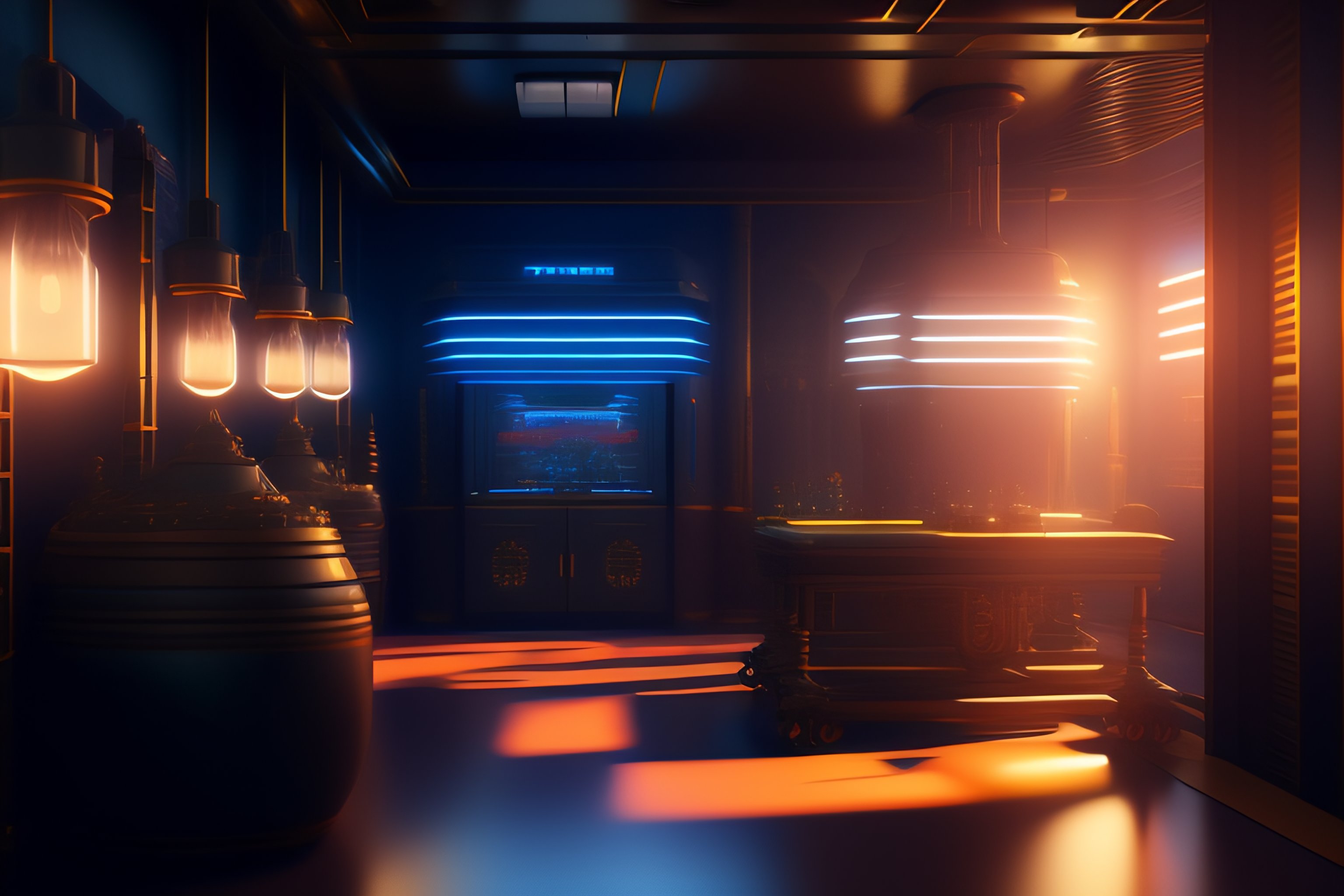 Lexica - Mechanized room, cyberpunk, intricate details, vray render ...