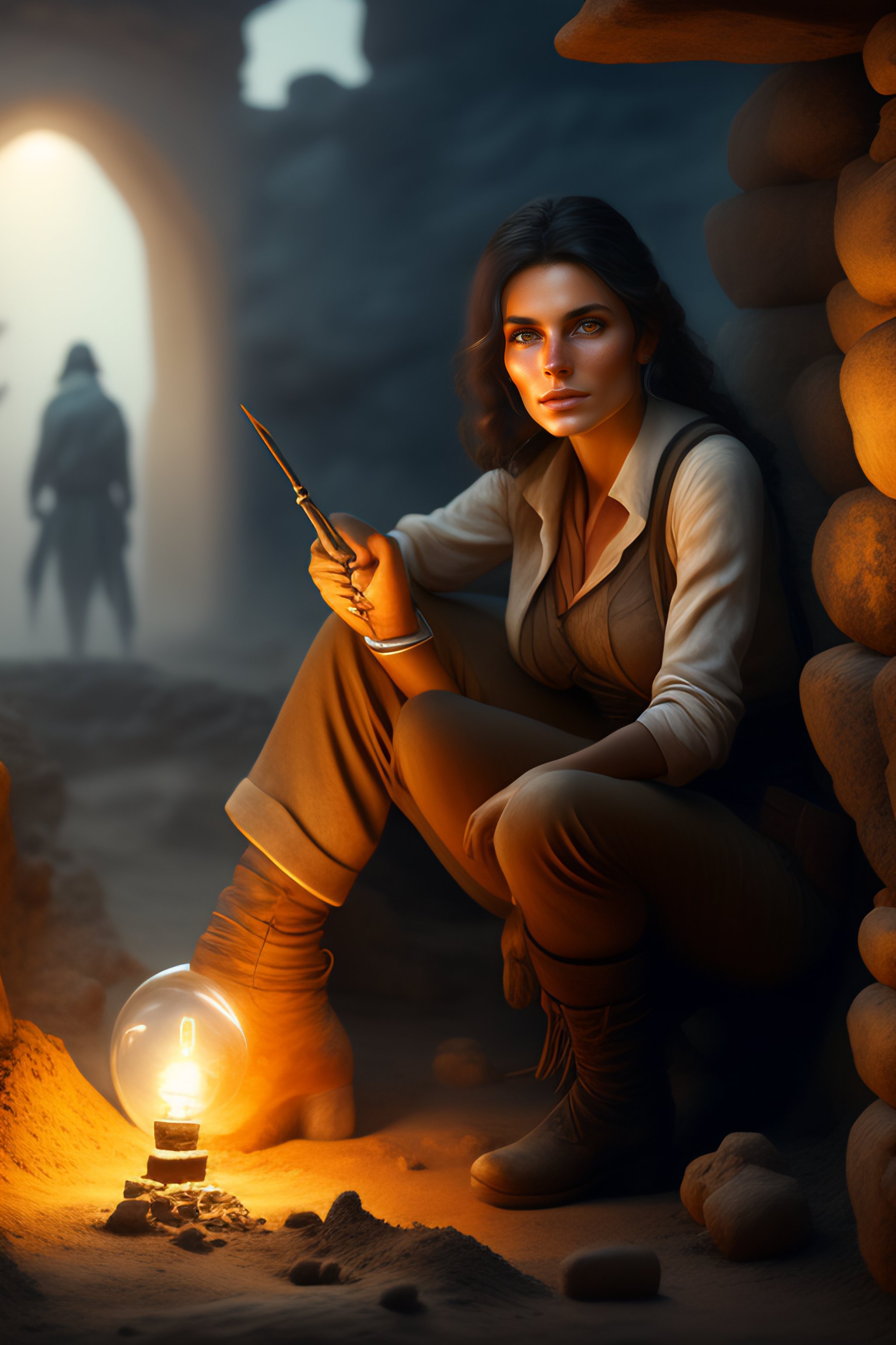 Lexica - Archaeologist studying excavations, monkey, night- key ...