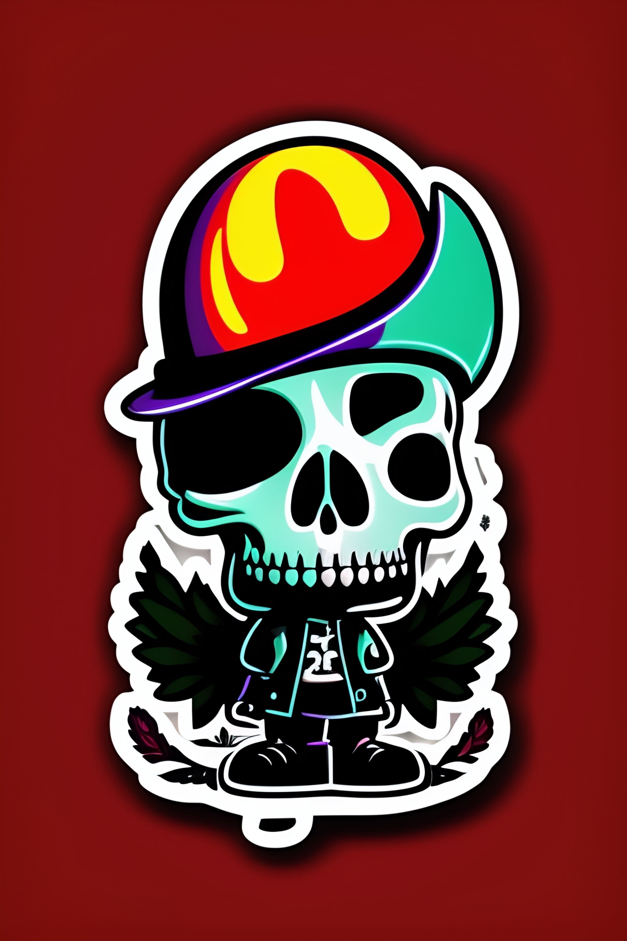 Lexica - Cute cartoon skully and mulder sticker, anime style, solid ...