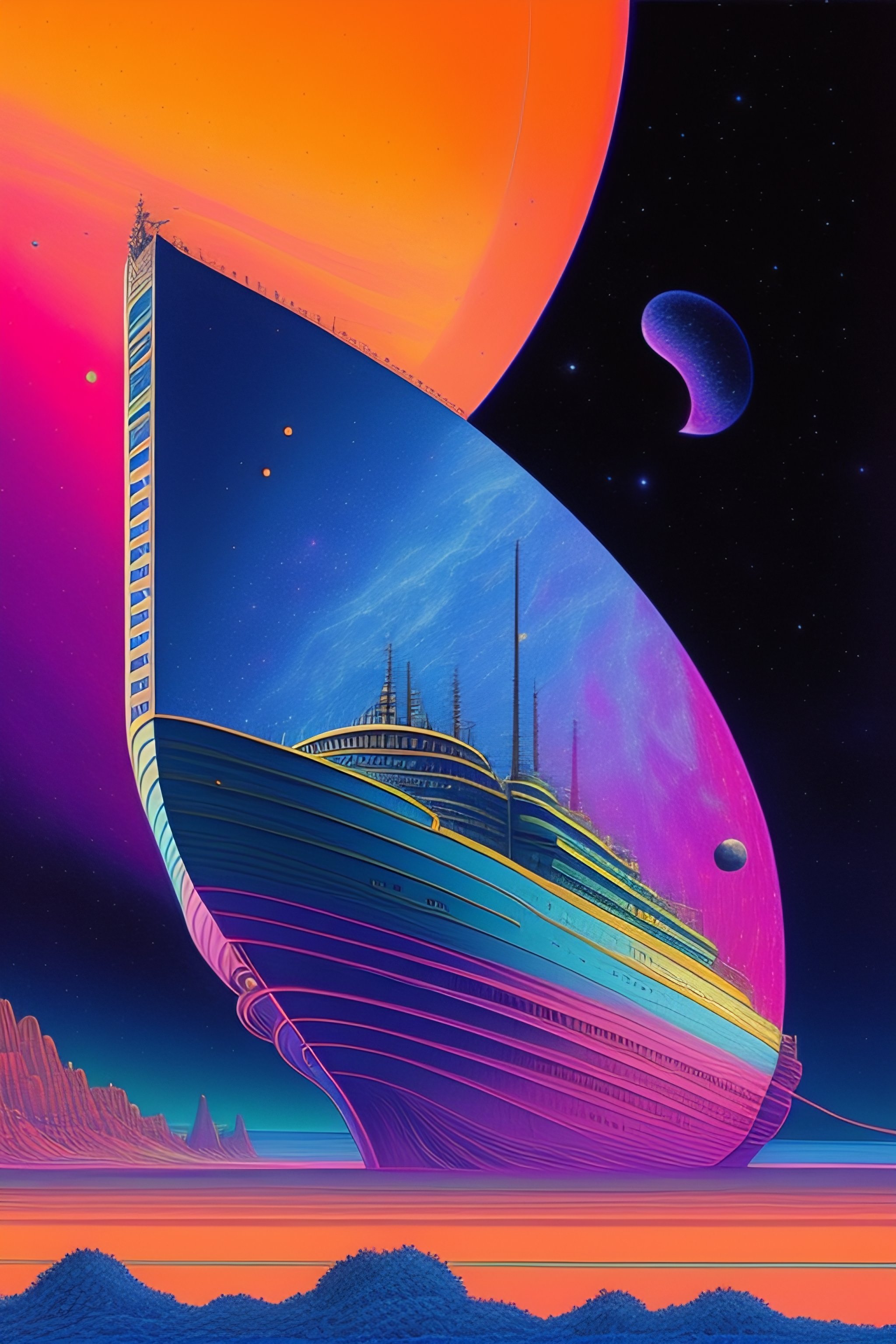 Lexica - A huge ship moving through a dimensional gap at the end of the ...