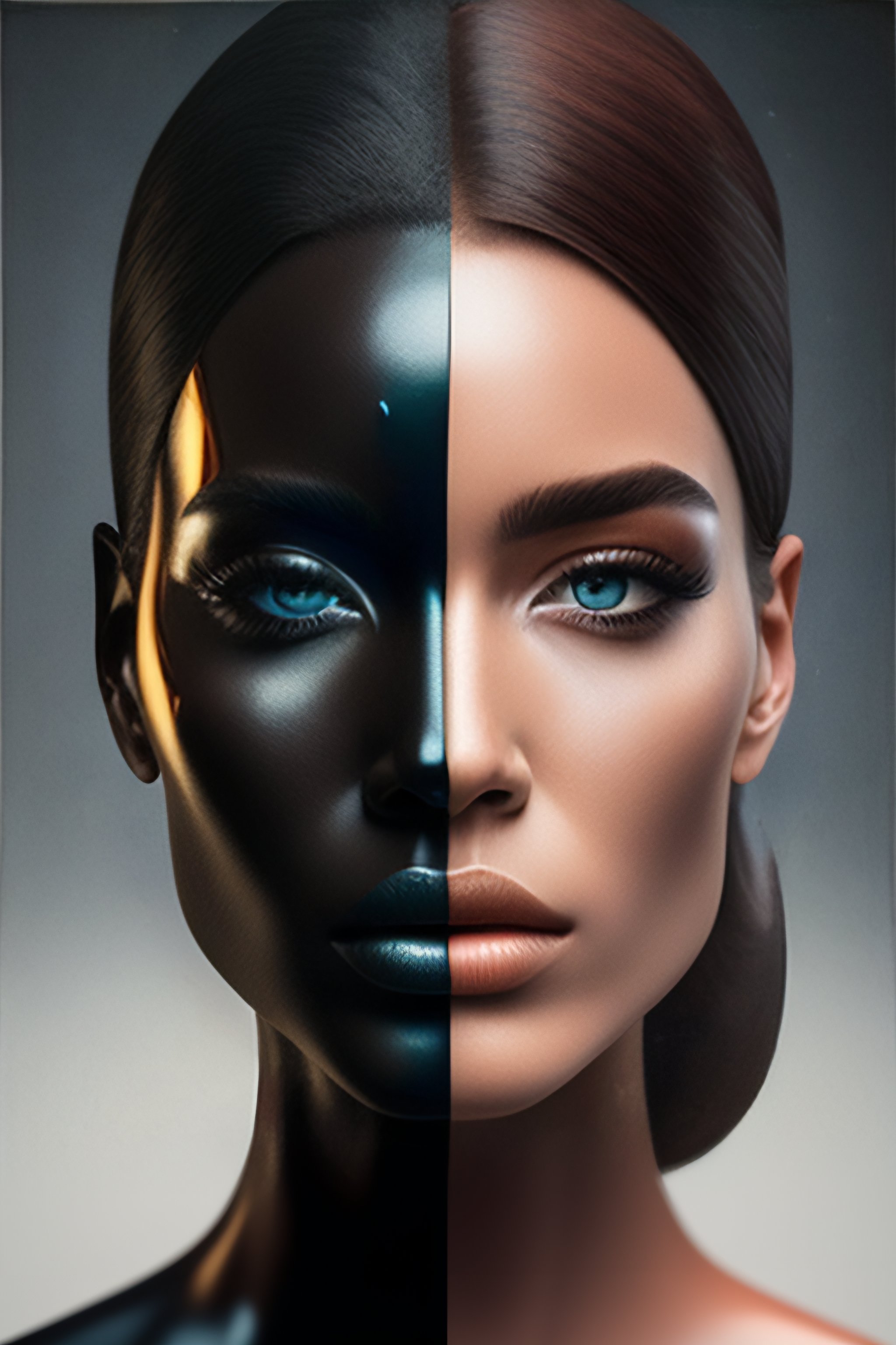 Lexica - Half man face half woman marble mask shattered on the ground ...