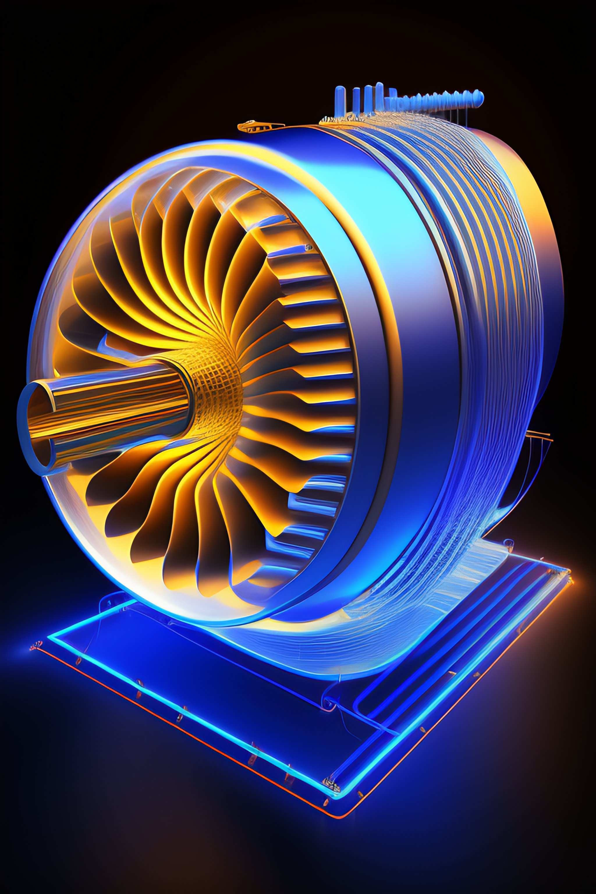 Lexica - Technical illustration of a futuristic jet engine, wireframe ...
