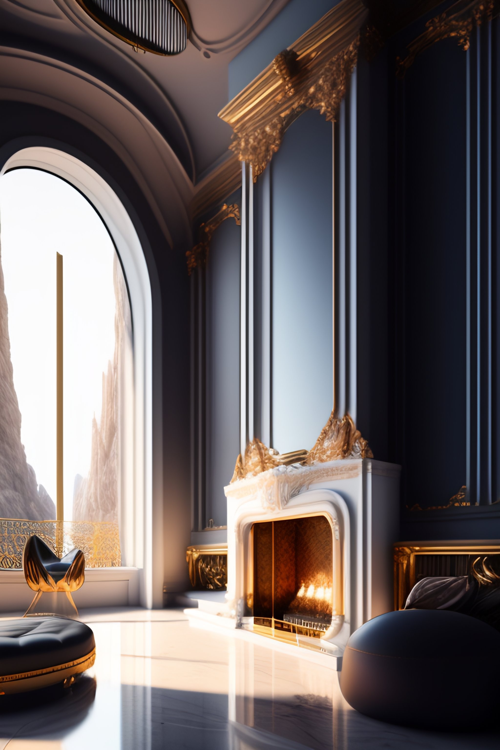 Lexica - Wide angle shot of Beautiful fantasy living room made from ...