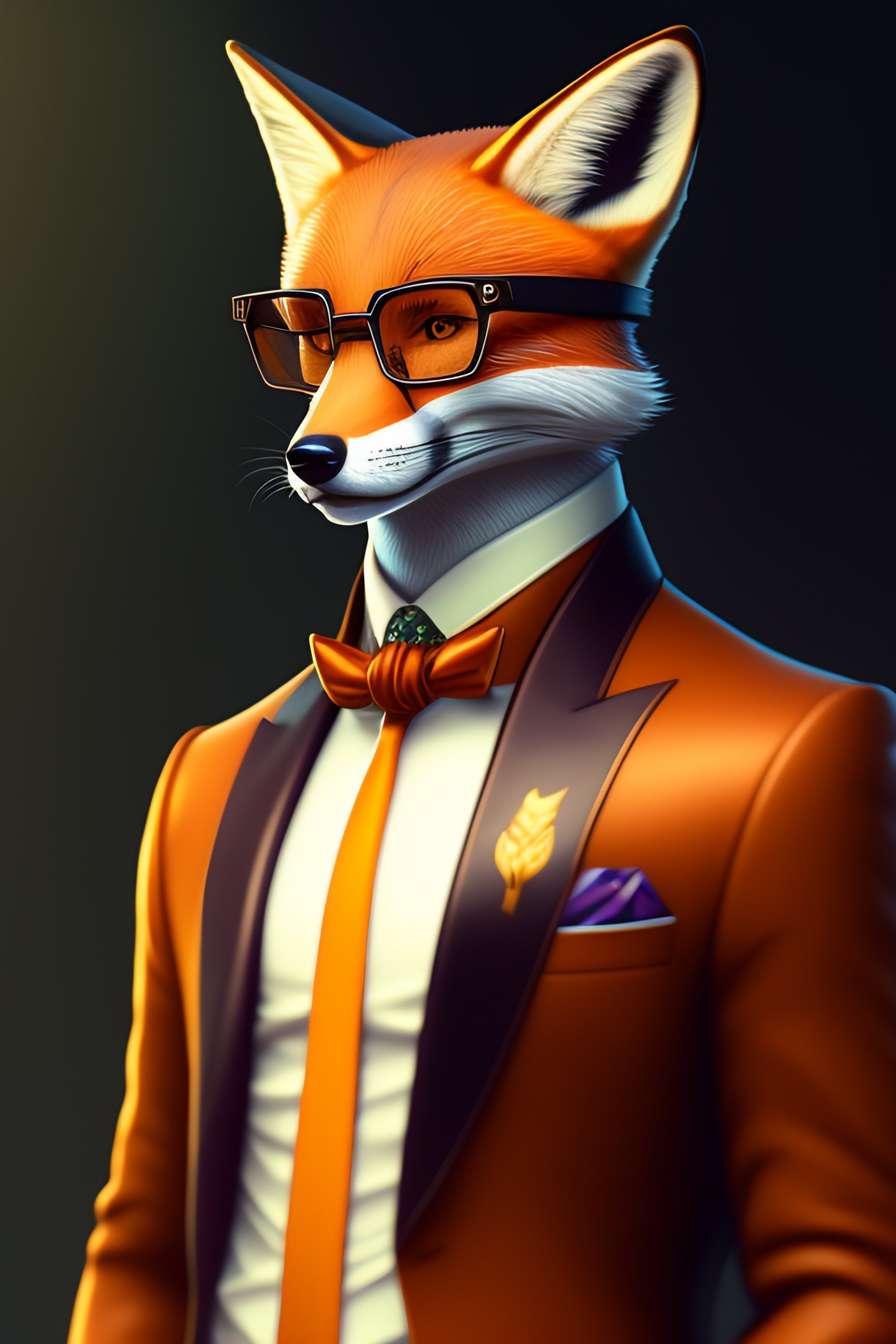 Lexica - Anthro furry humanoid fox with glasses, three piece suit ...