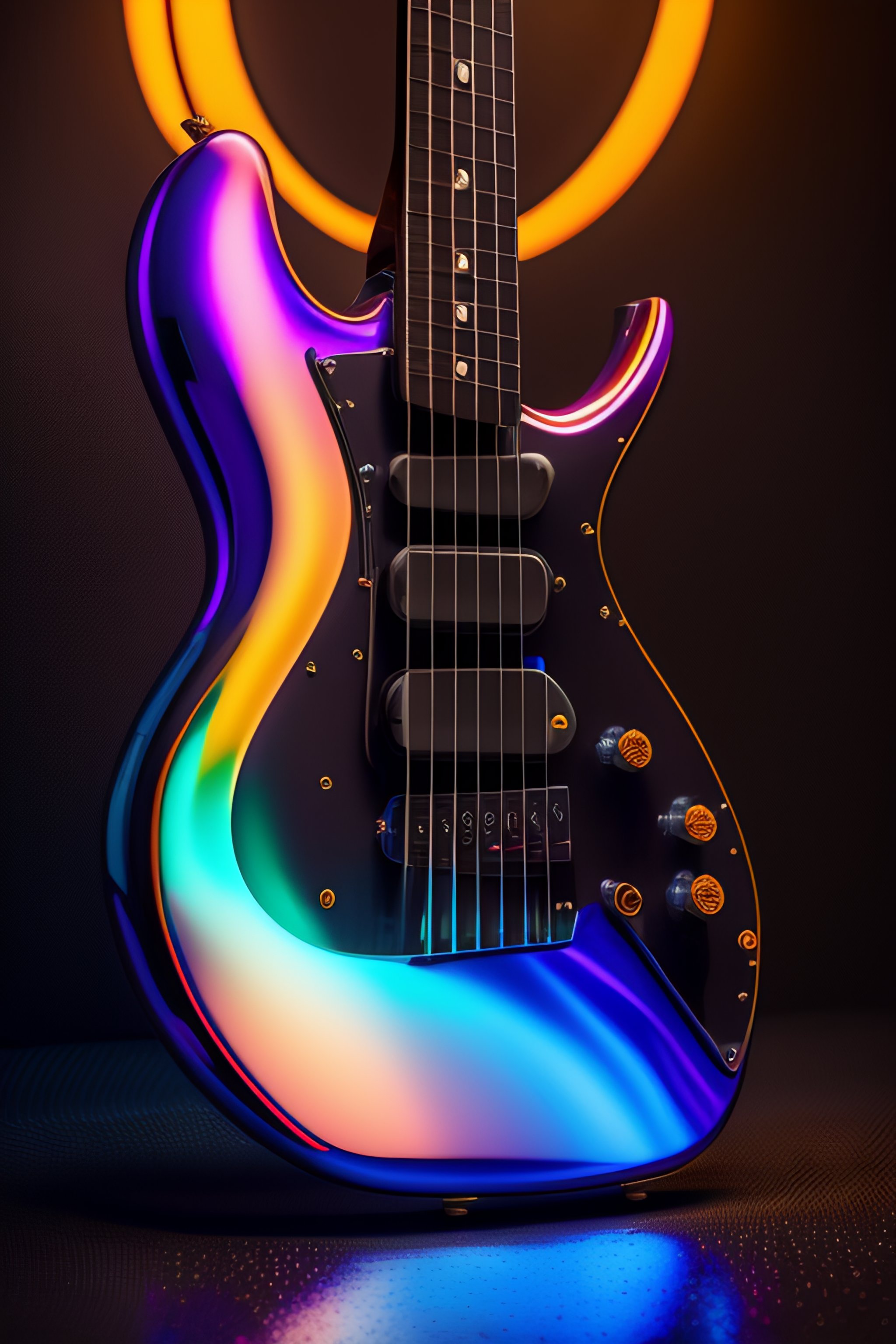 Lexica - Alien guitar, flowing shapes, holes, shiny, colorful product ...