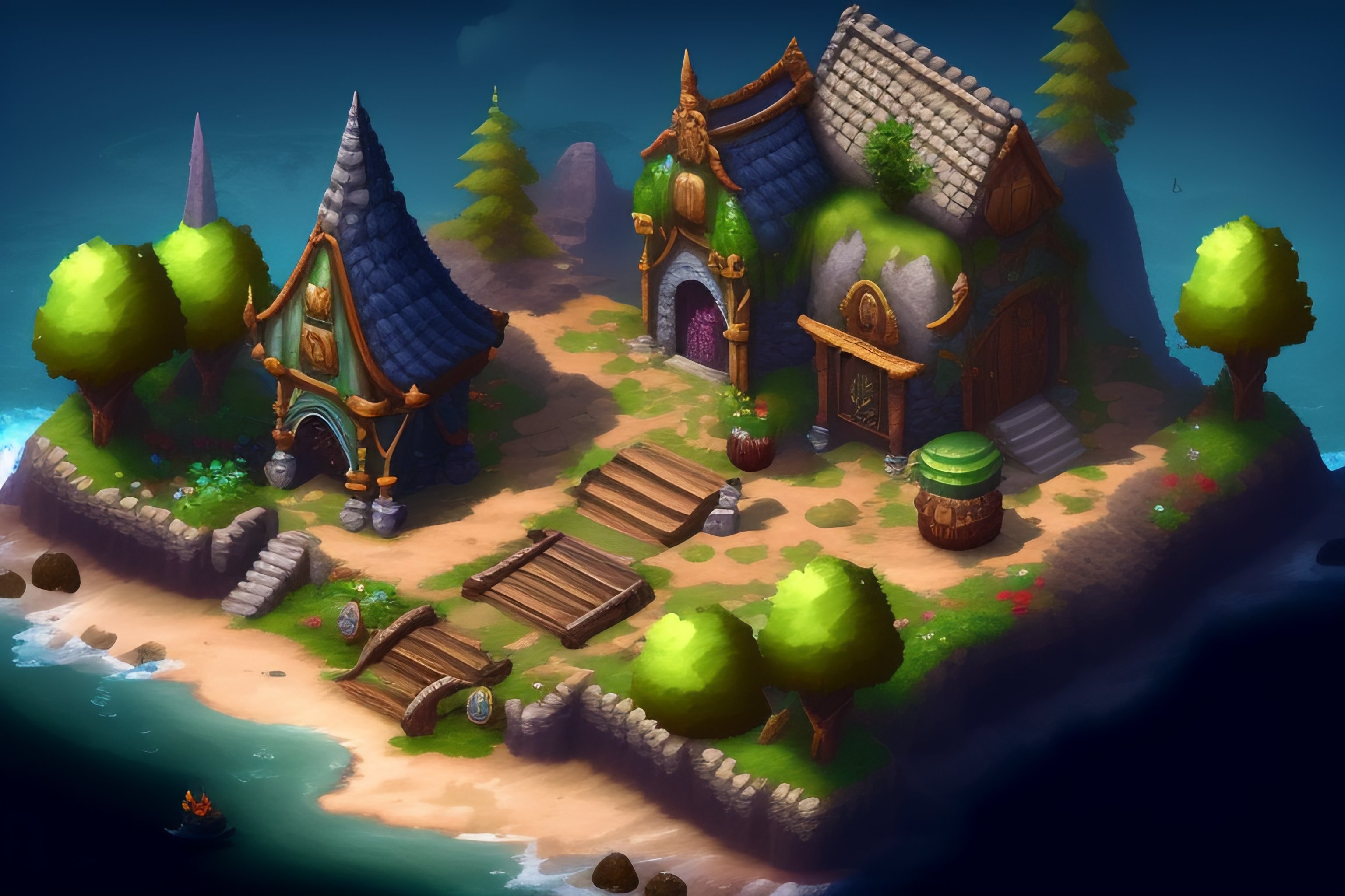 Lexica - Rpg map for game, town, realistic, isometric, pillars of eternity