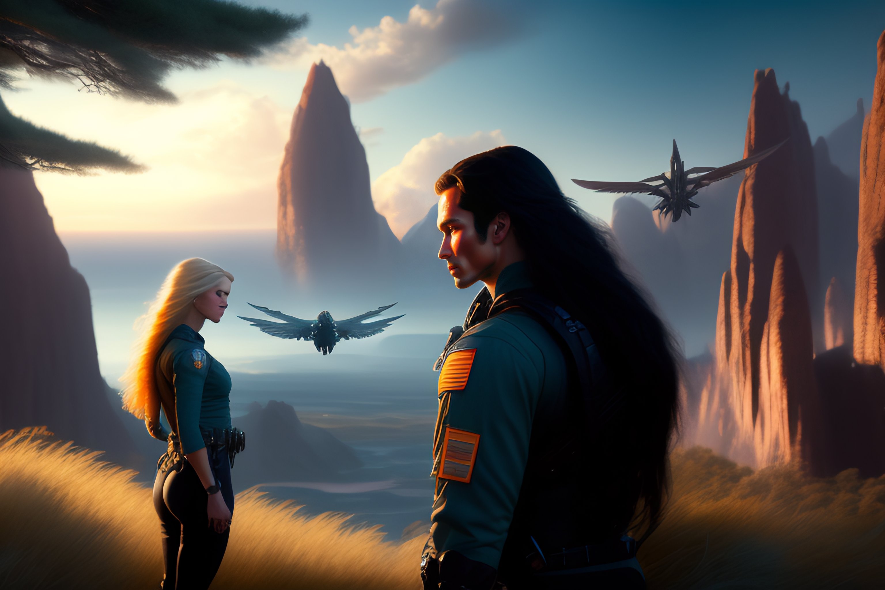 Lexica - Prometheus is an angel with long hair, with other blonde twin ...