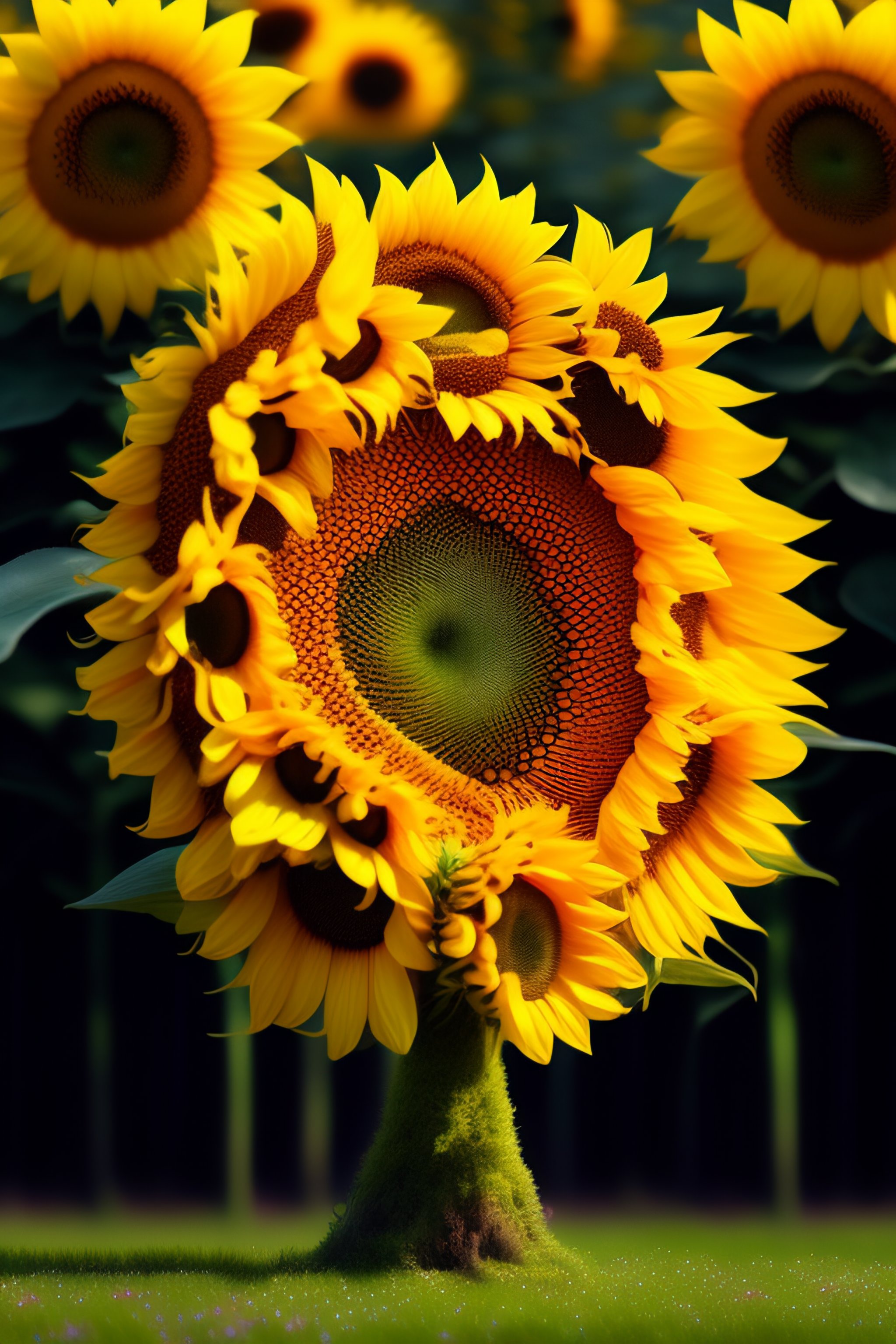 Lexica - An impossible tree made entirely of sunflowers