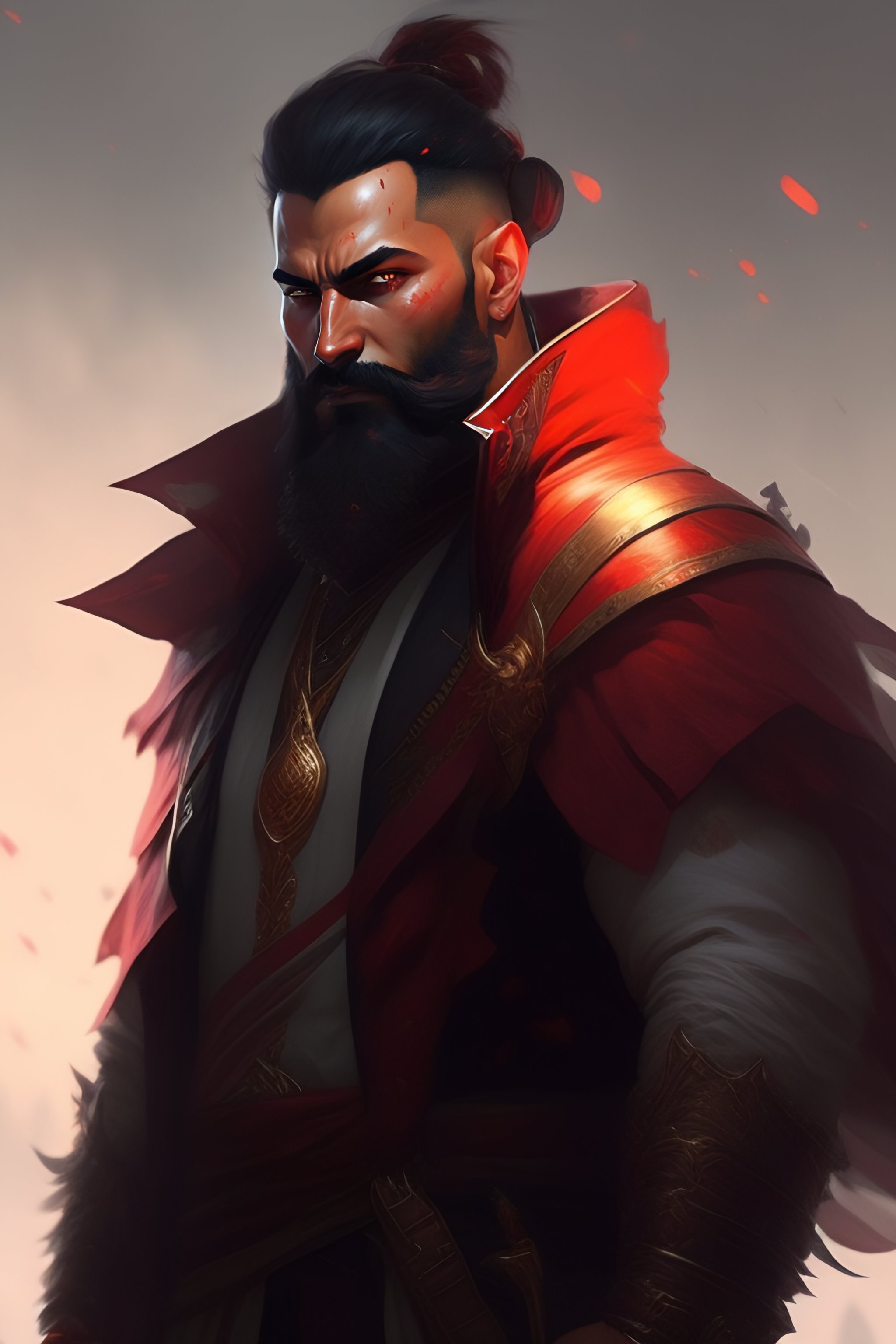 Lexica - Turkish man, beard, strong, red eyes, on artstation by greg rutkowski