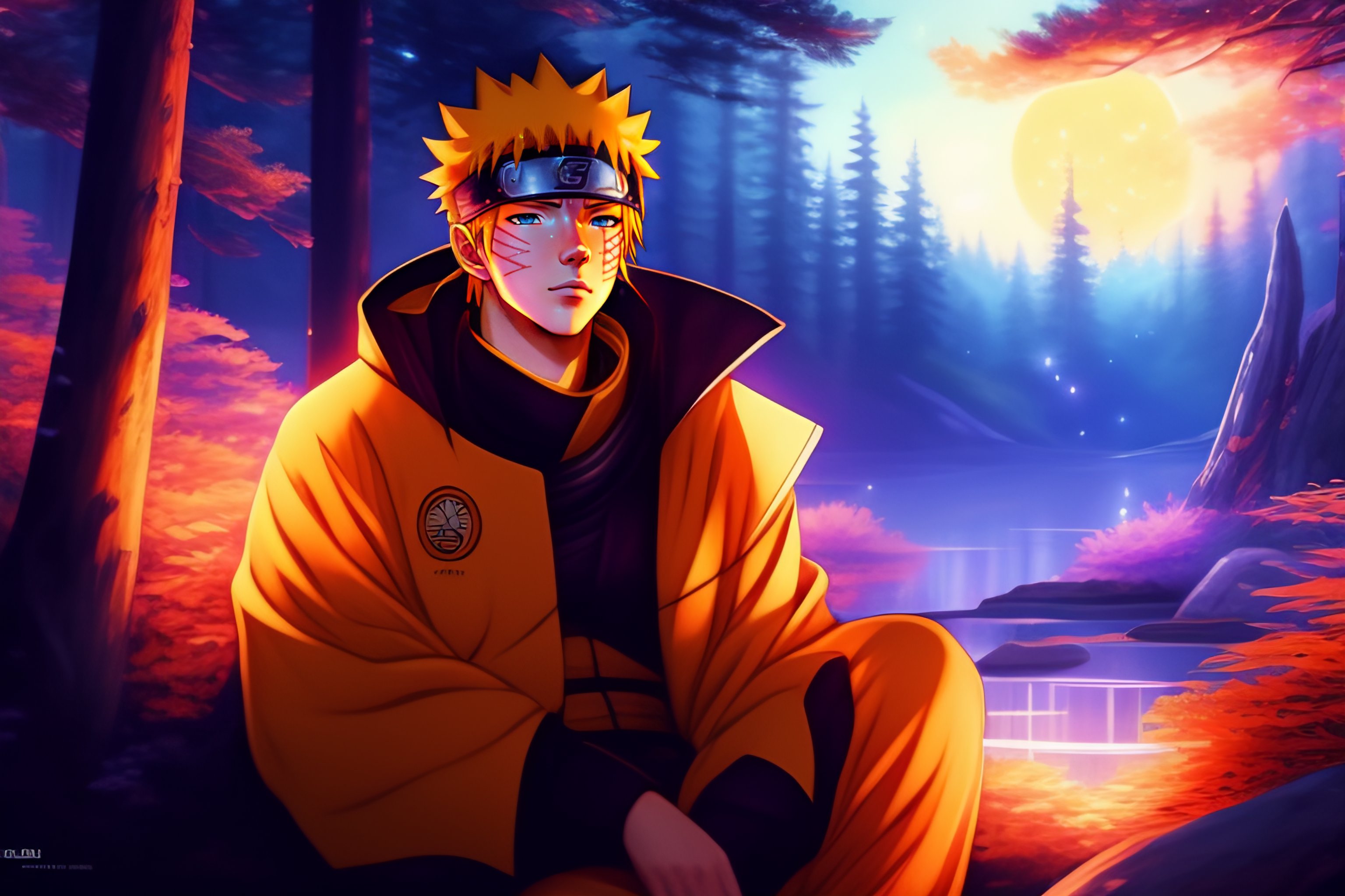 Lexica - Naruto Uzumaki watching the stars laid down inside a magical ...