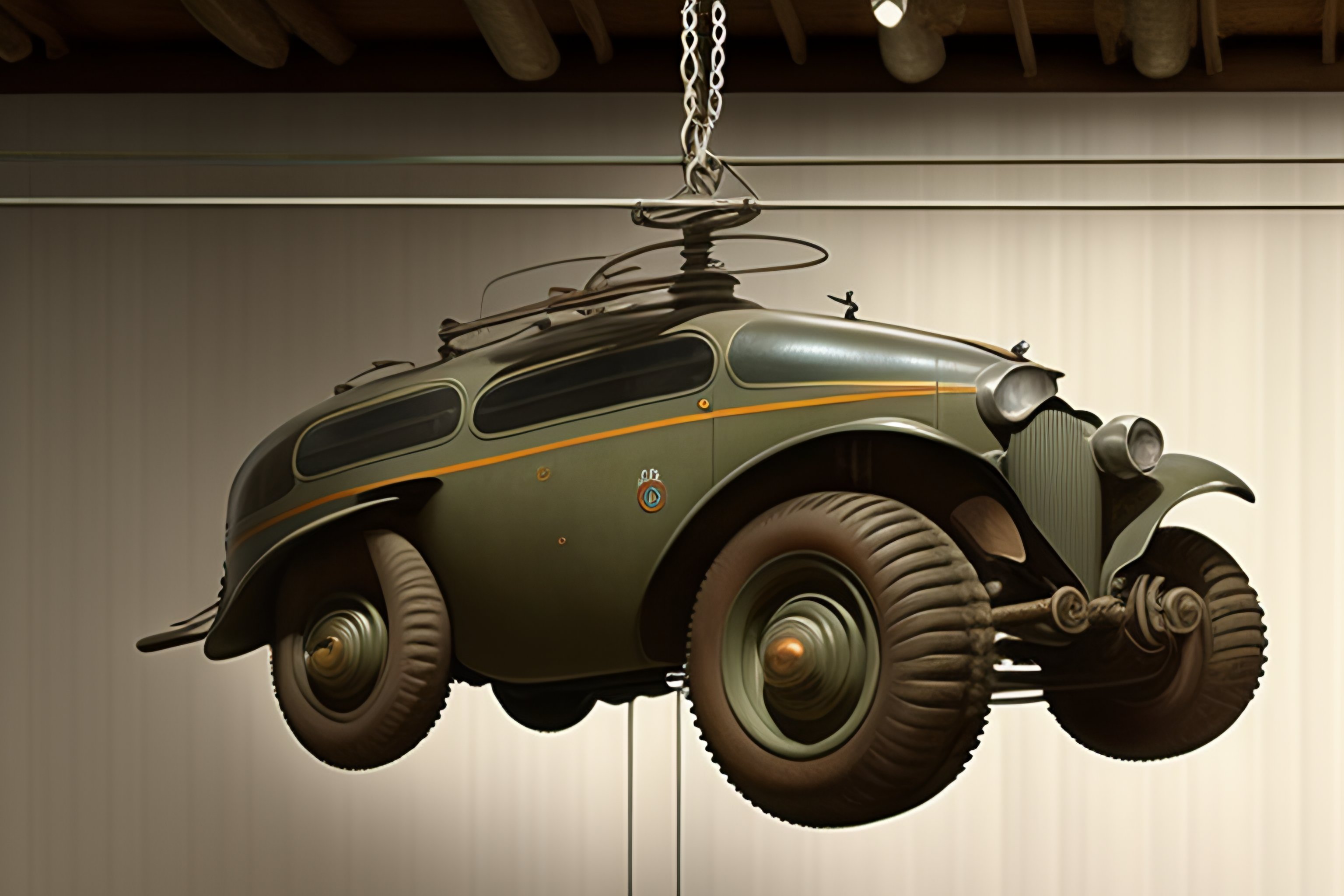 Lexica - Web banner, (((((1950s builder robot, hanging from ceiling ...