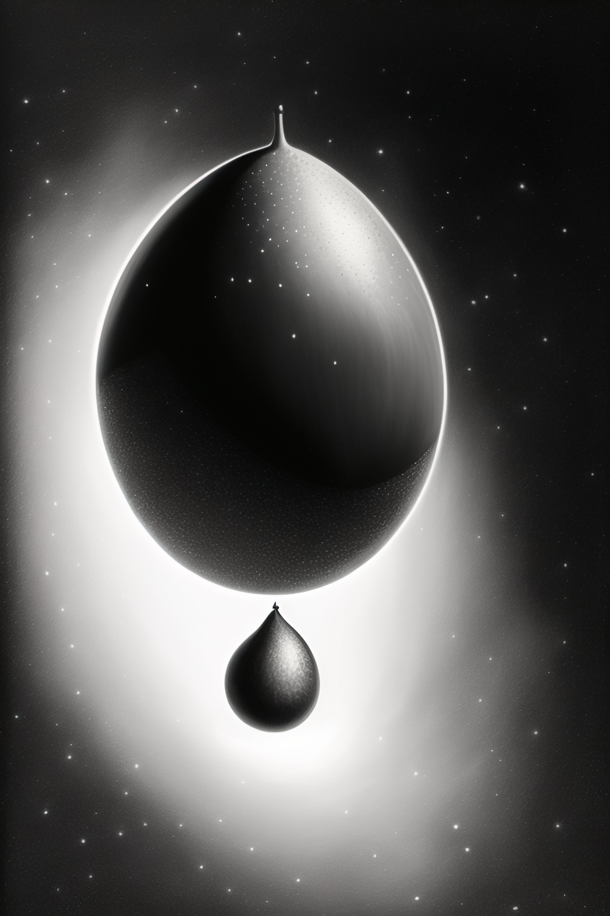 Lexica - A black and white pencil drawing of a avocado floating in space