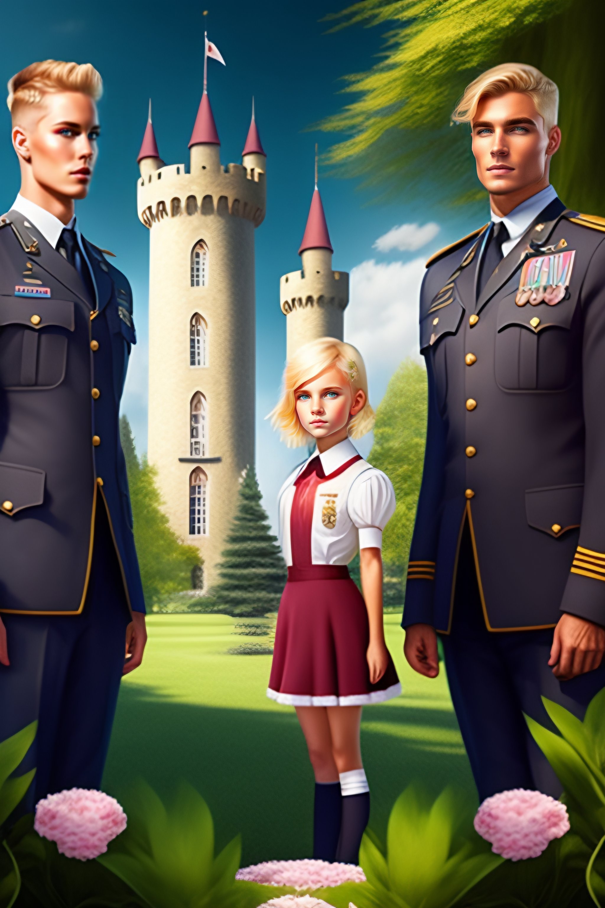 Lexica - A short blonde girl with a short haircut in the form of a ...