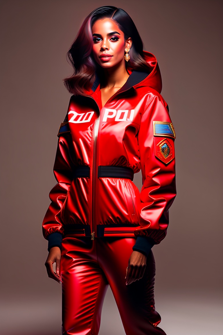Lexica - Anitta, Full body view, wearing red pilot suit, photo realism,