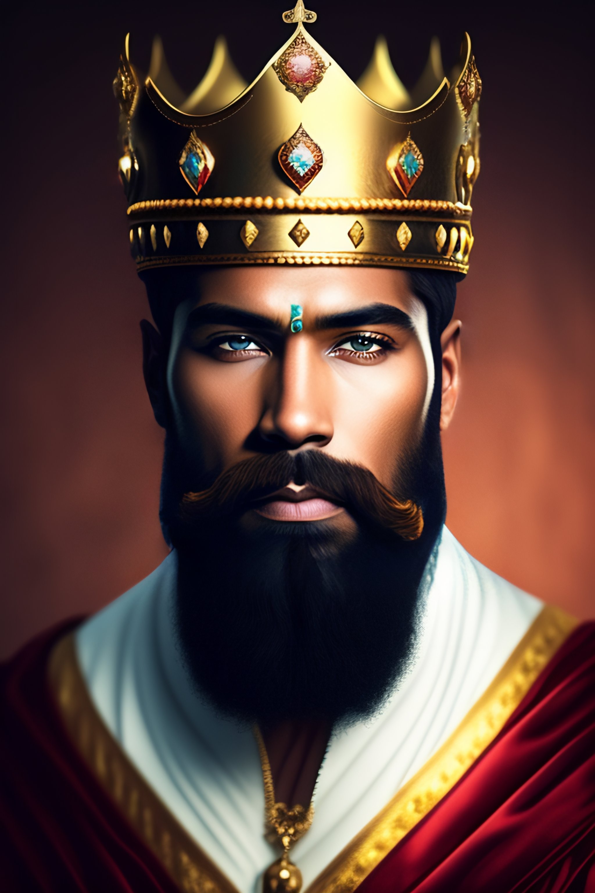 Lexica - A king with a broken crown on his head, with one eye and a beard