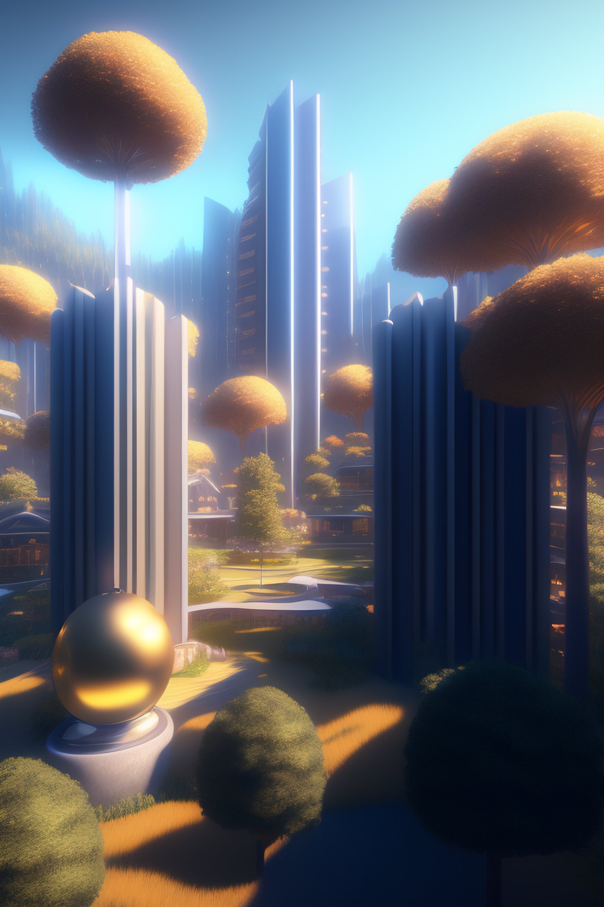 Lexica - Realistic Solarpunk utopian community, from the roof, many ...