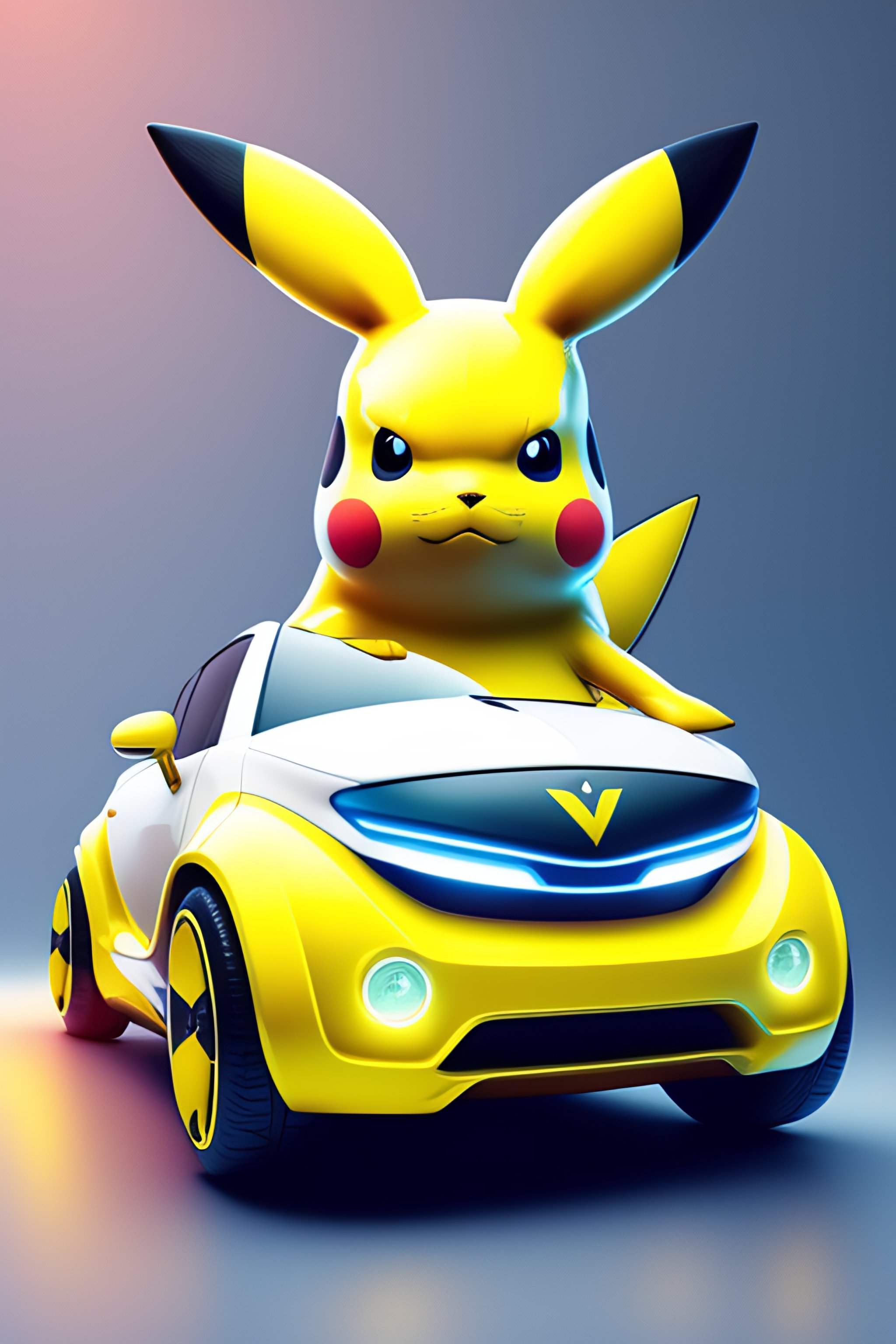 Lexica - Pikachu as a futuristic car , white background , yellow neon ...