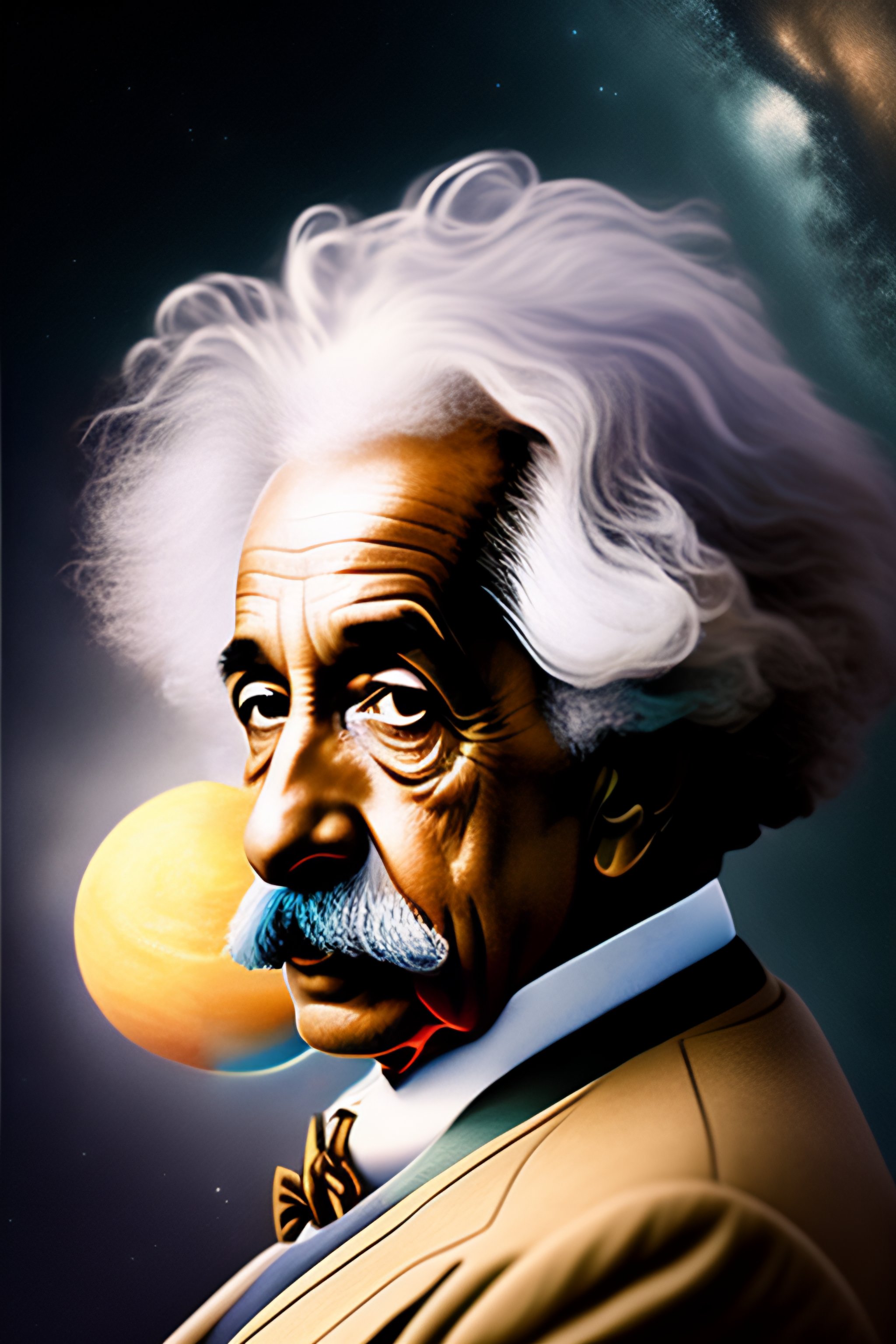 Lexica - Albert Einstein with his head like a planet