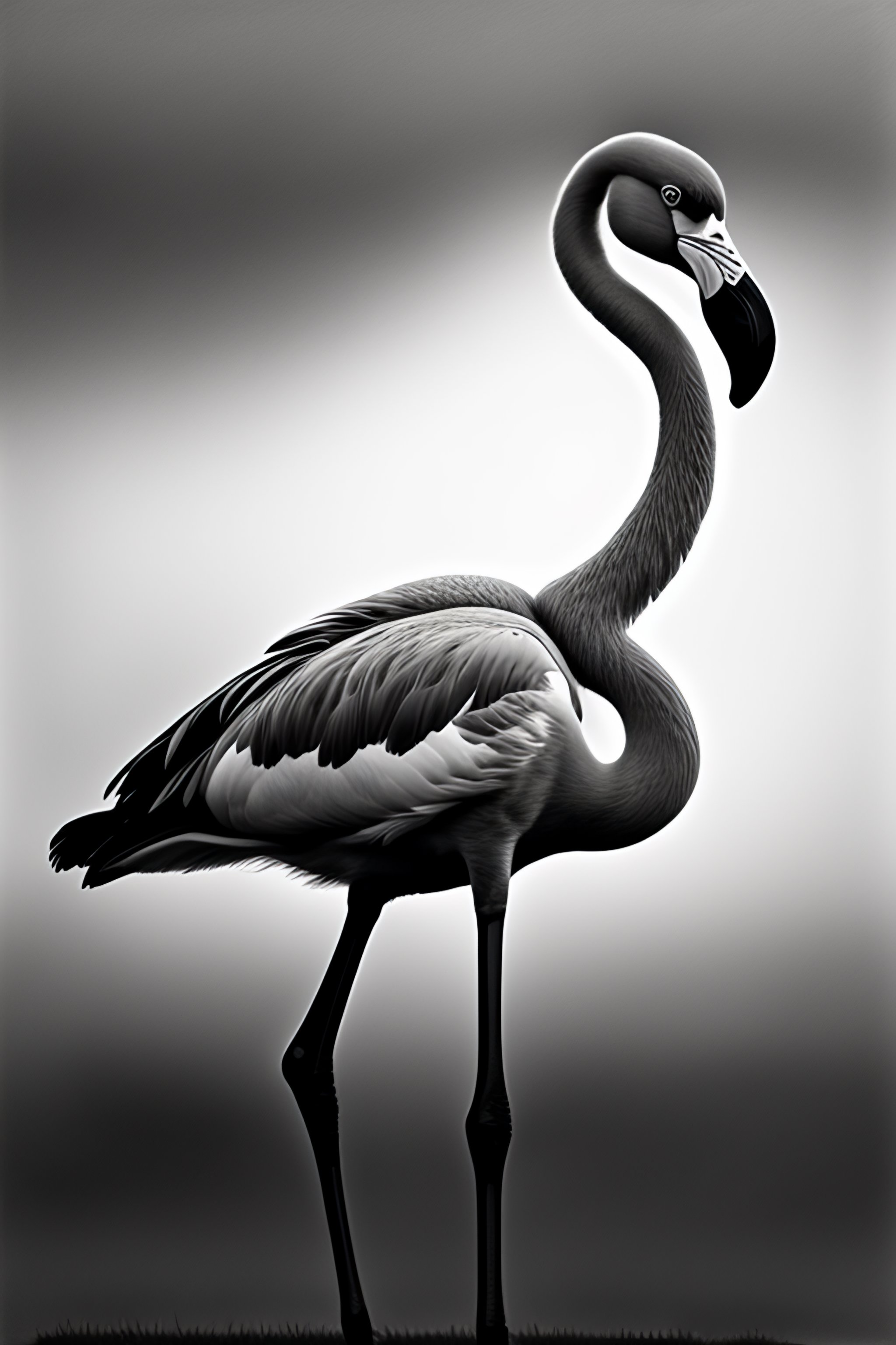 Lexica - Pencil drawing of a Flamingo flying with spread wings over ...