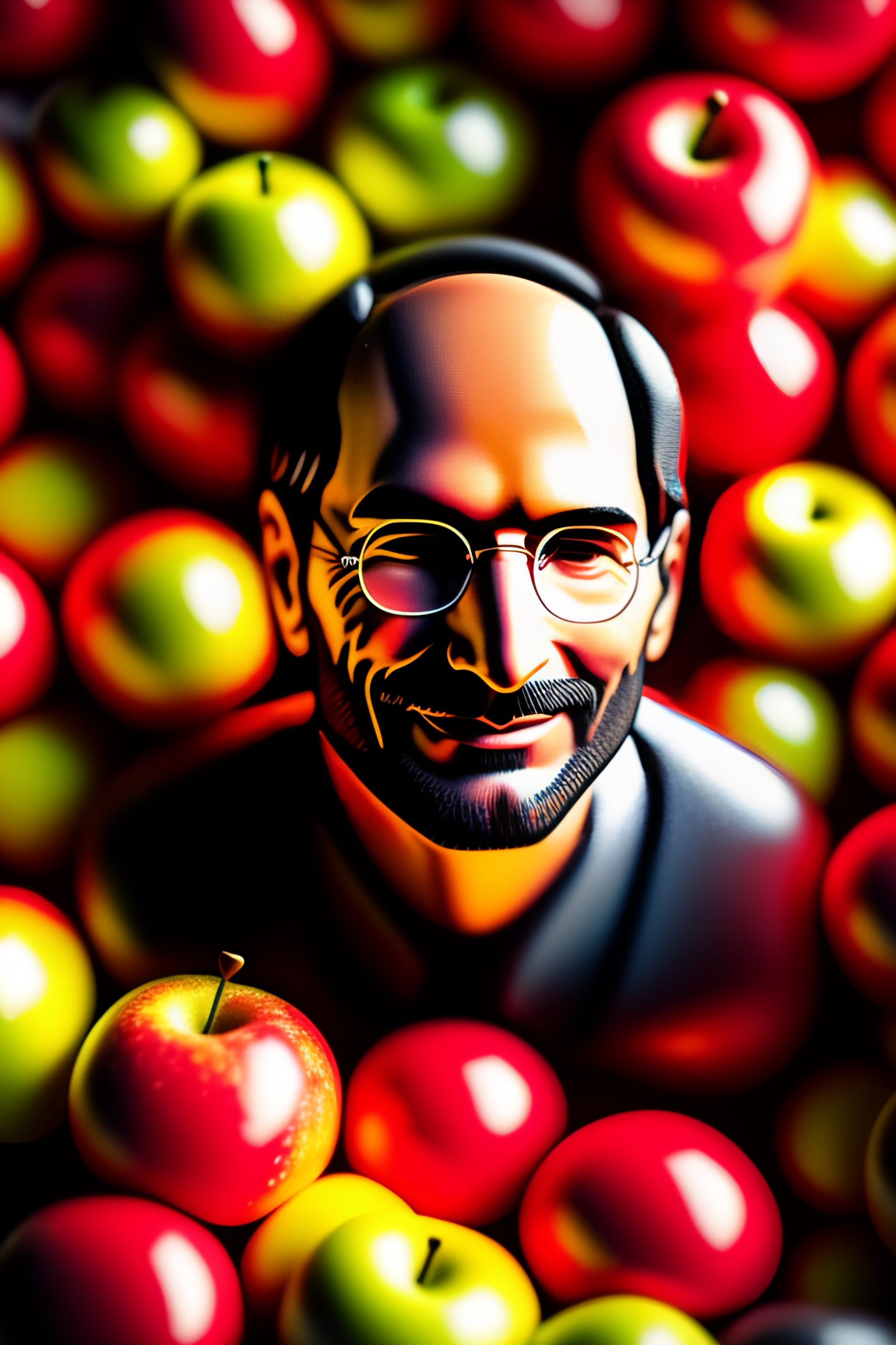 Lexica - 3mm film portrait of steve jobs in a ball pit of apples