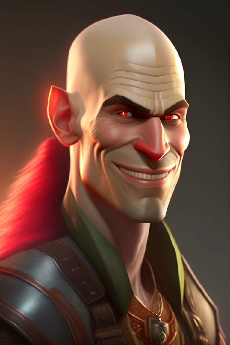 Lexica - Portrait of a bald half-orc with a missing tooth, dirty ...