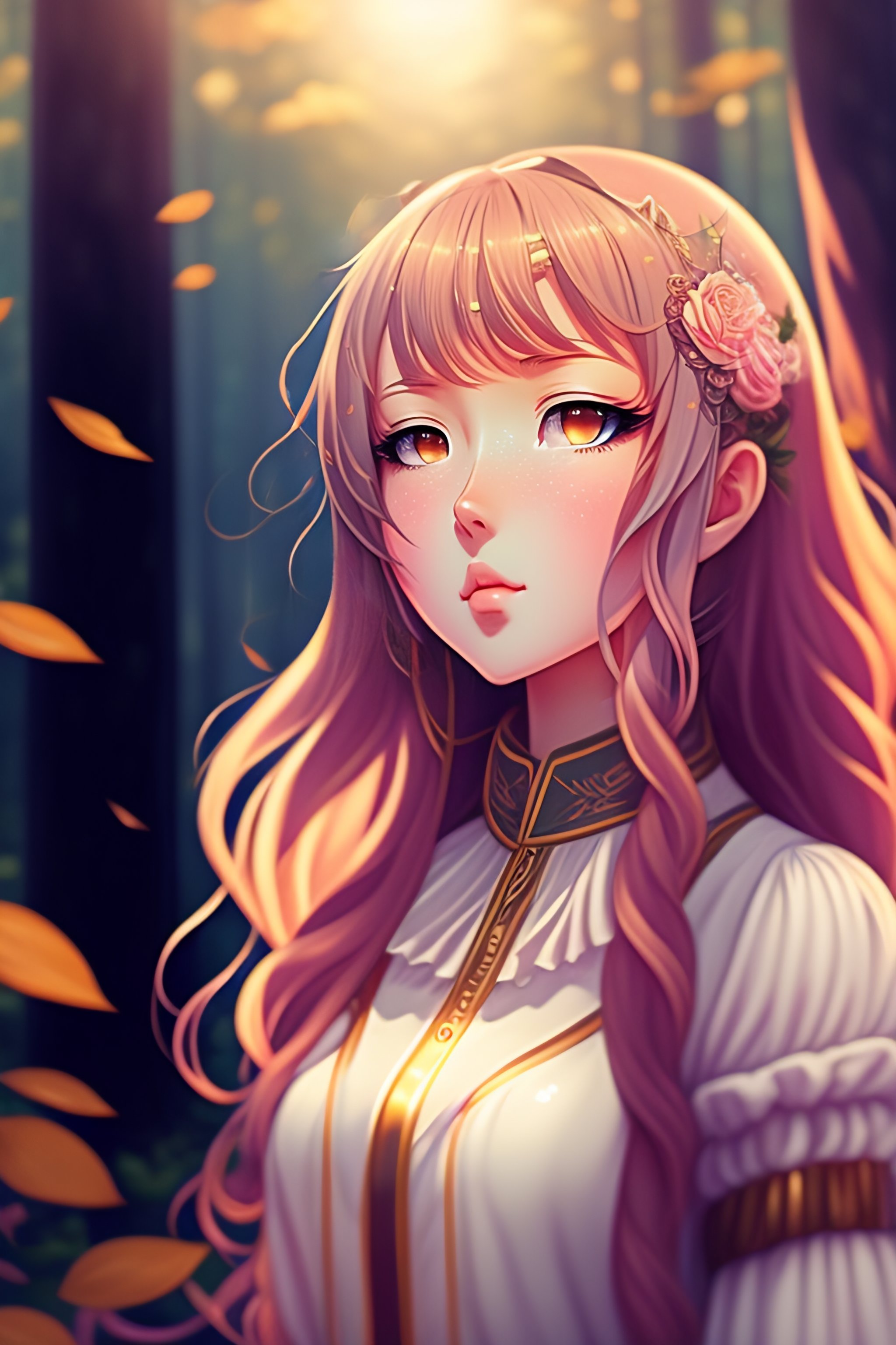 Lexica - Anime, sun and smooth wind, a forest, a girl looking sun, she ...