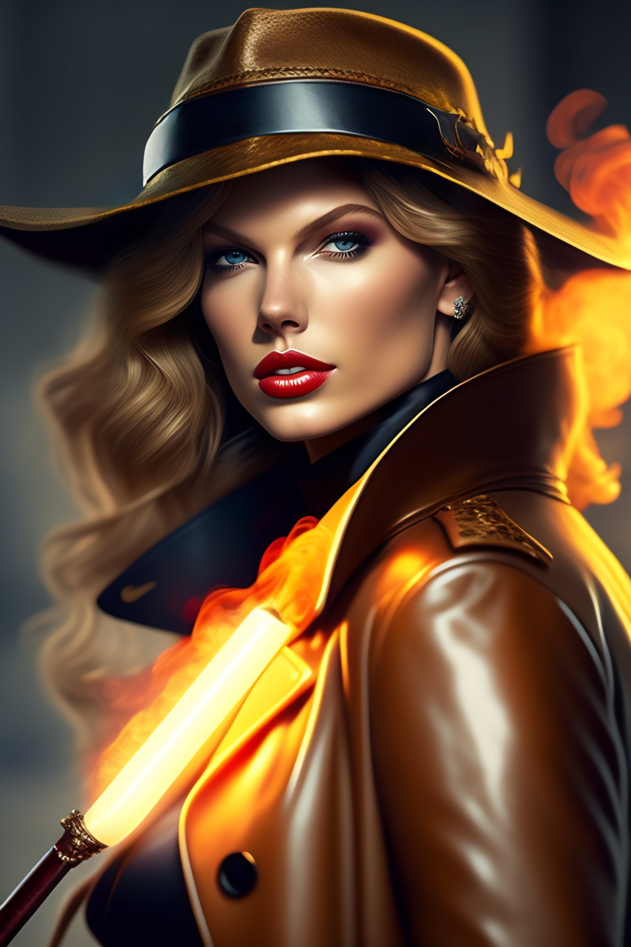 Lexica - Portrait of taylor swift as a detective wearing trench coat ...