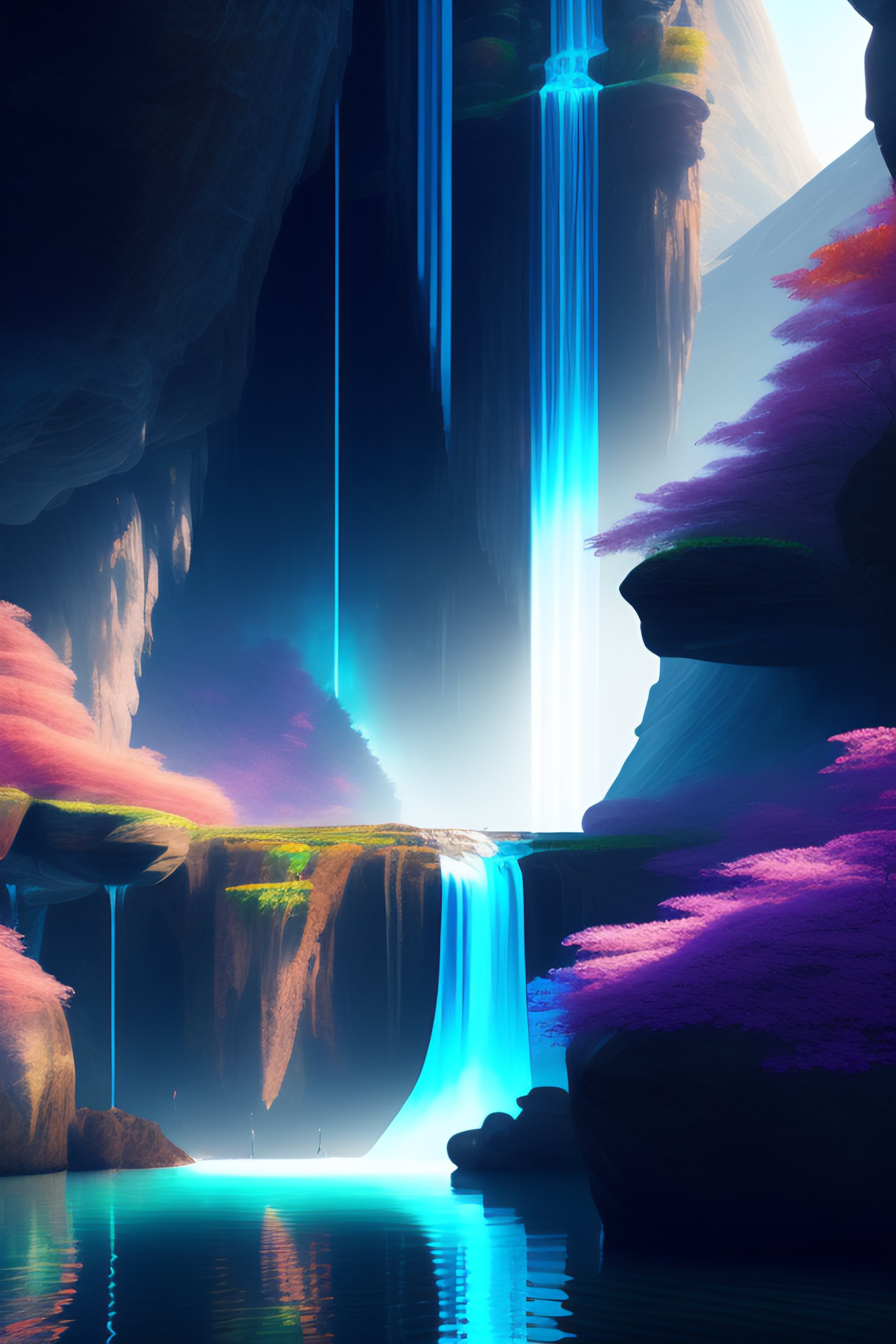 Lexica - A woman in the waterfalls, centered,, Fractals made of ...