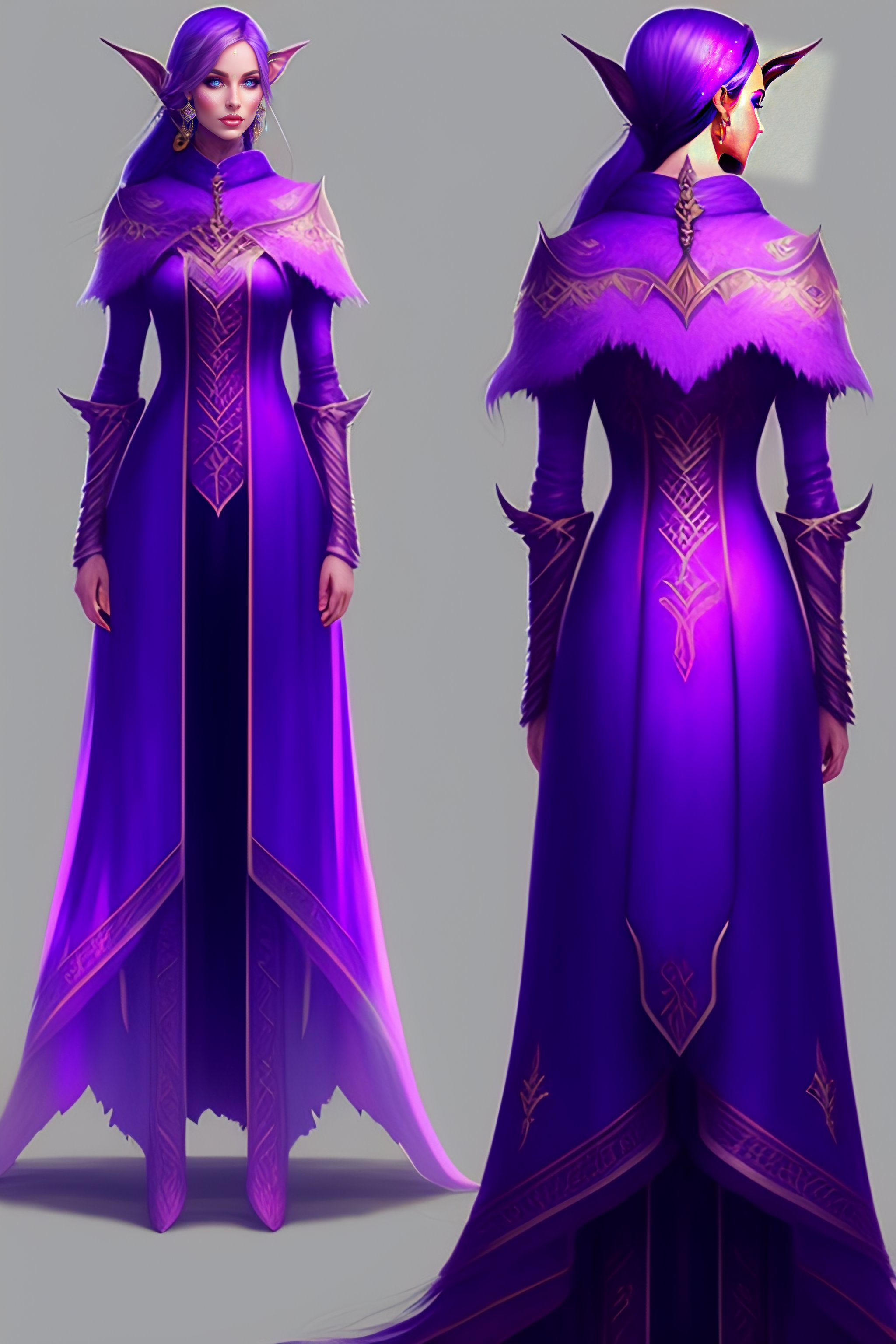Lexica Forest Elf Dress Concept Art Purple And Blue Palet Color