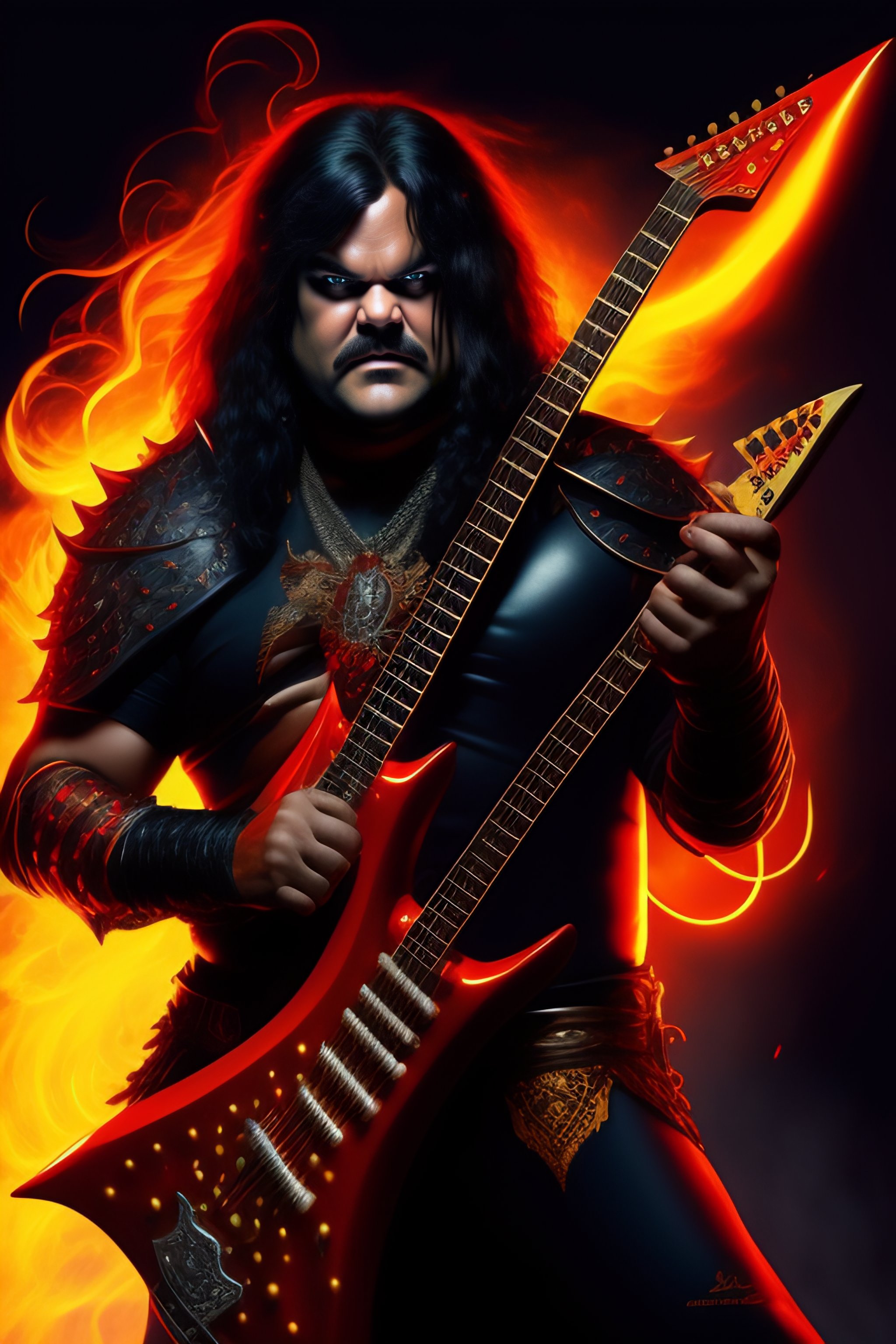 Lexica - Dnd concept art for jack black as a demon electric guitar ...