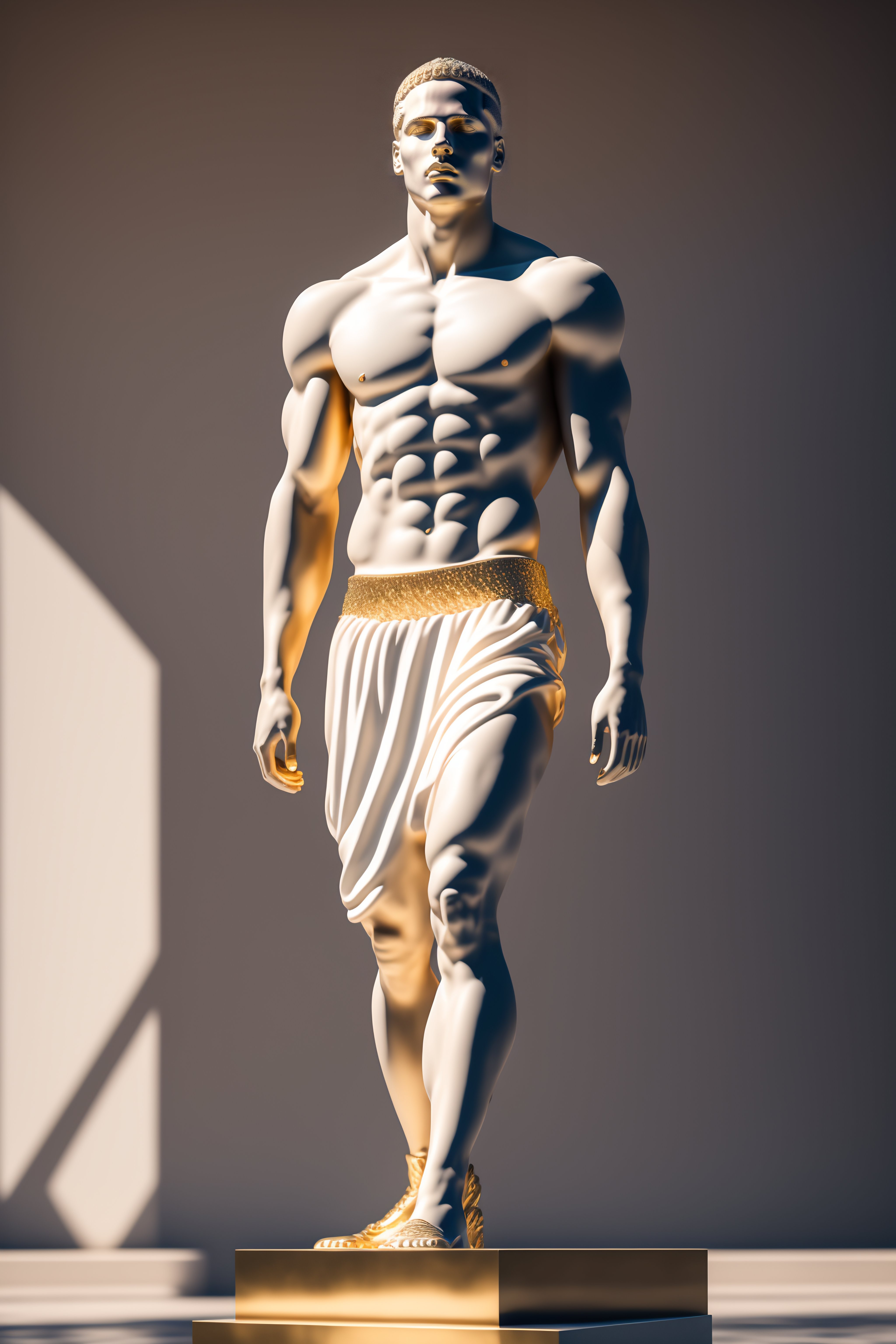 Lexica - A statue made of white marble with gold veins, of steph curry ...