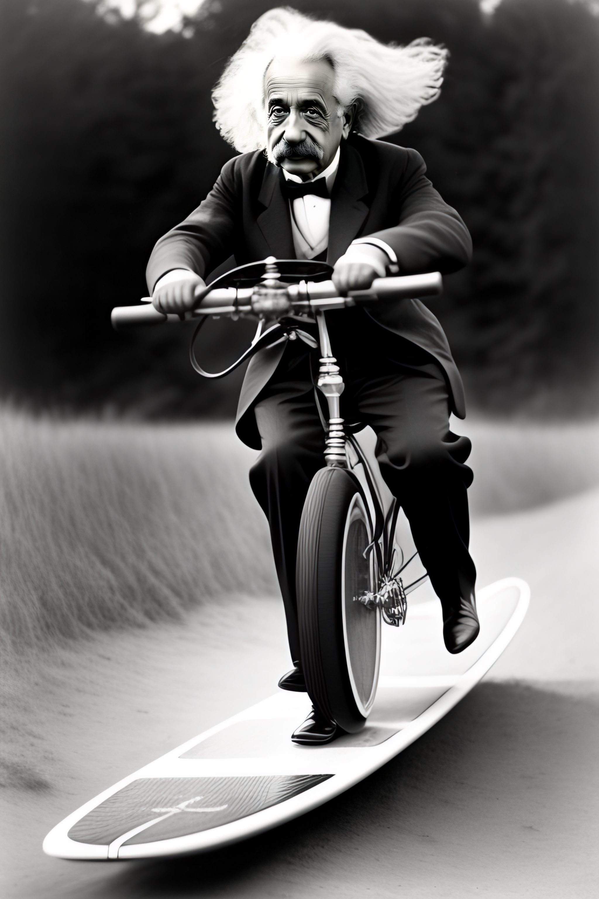 Lexica - Albert einstein, riding a oxboard