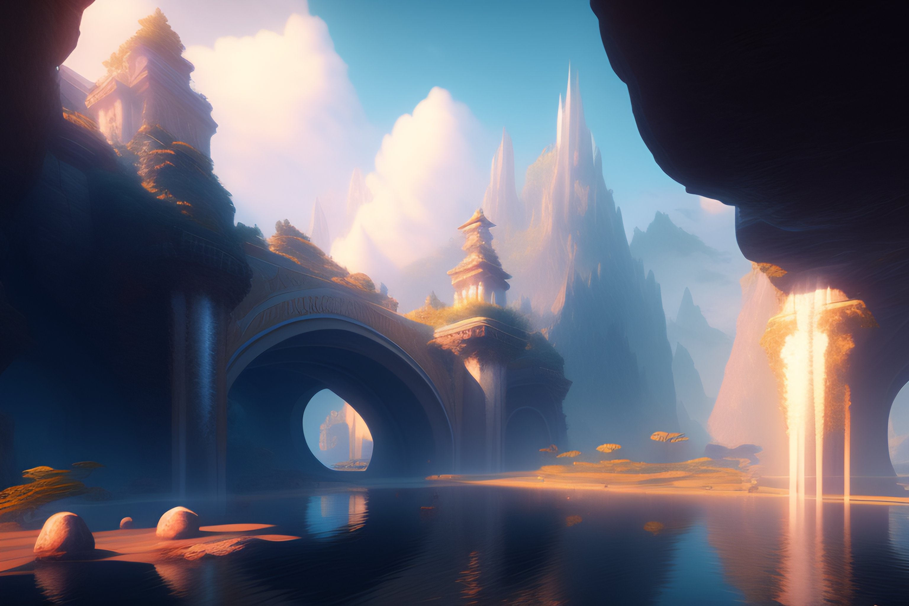 Lexica - Beautiful fantasy city made from white stone and bright copper ...