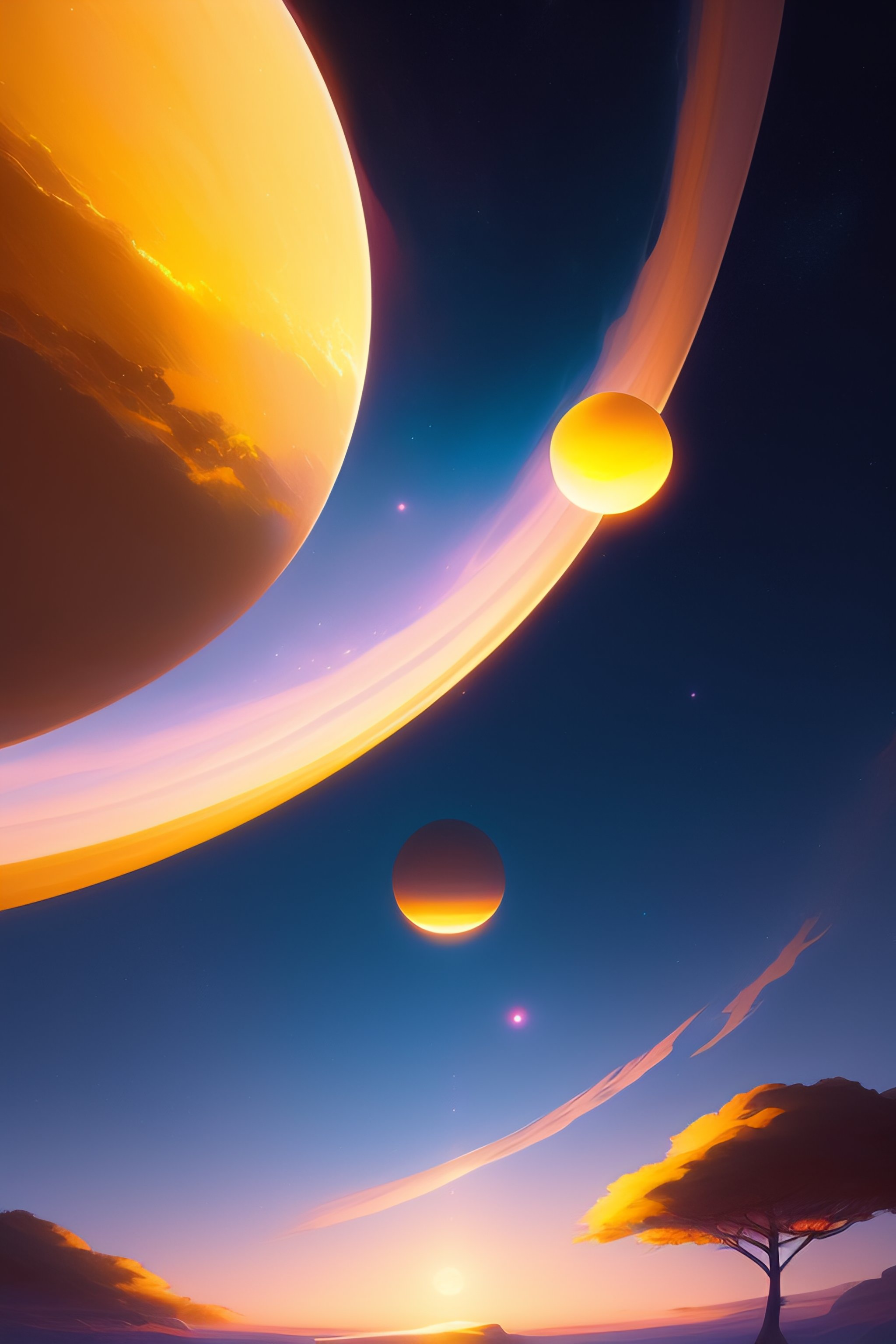 Lexica - Yellow orb floating in sky, stars, night, behance hd by jesper ...