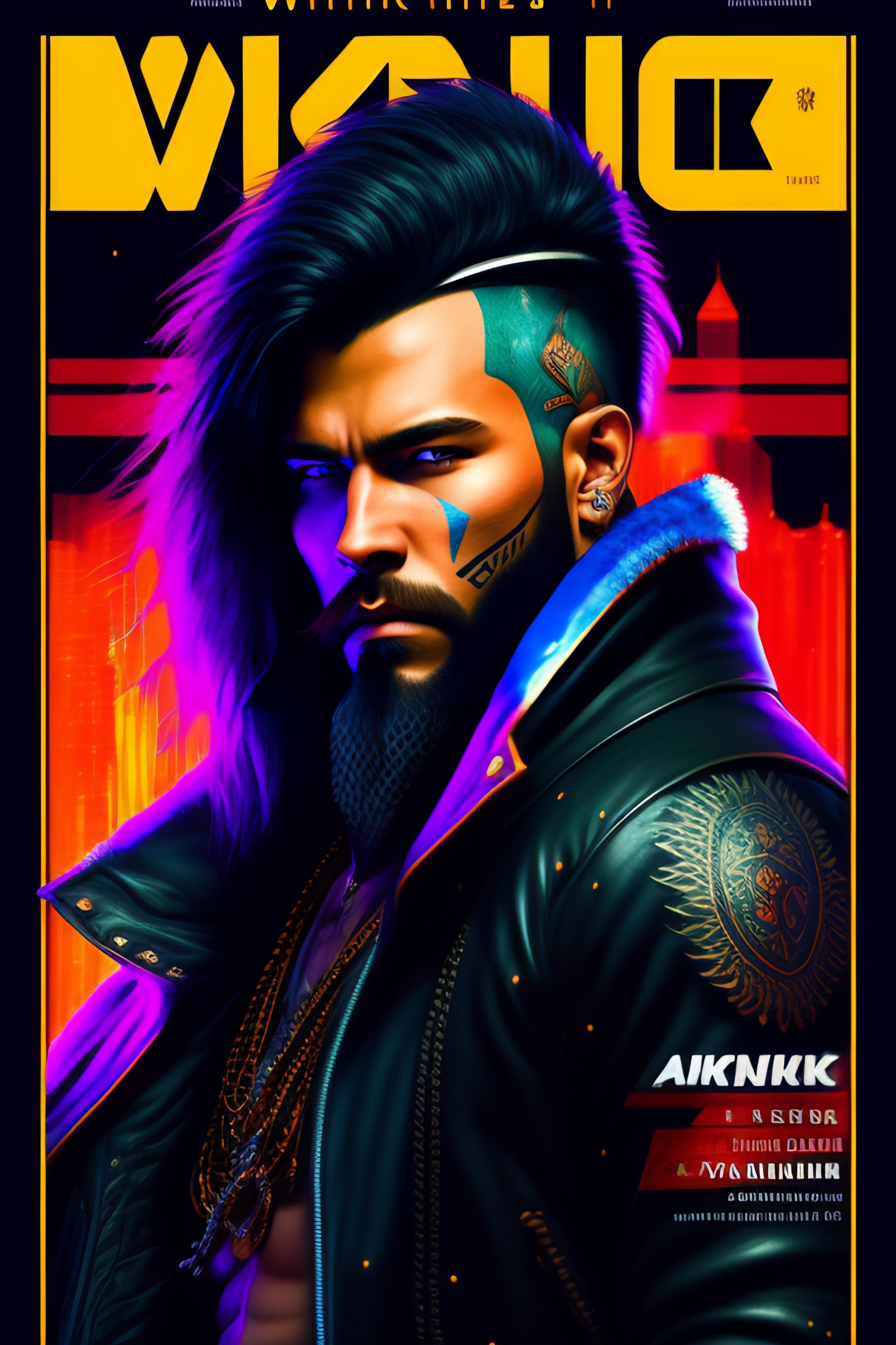 Lexica - Vikingo, cyberpunk vintage 1820s magazine cover poster, nordic ...