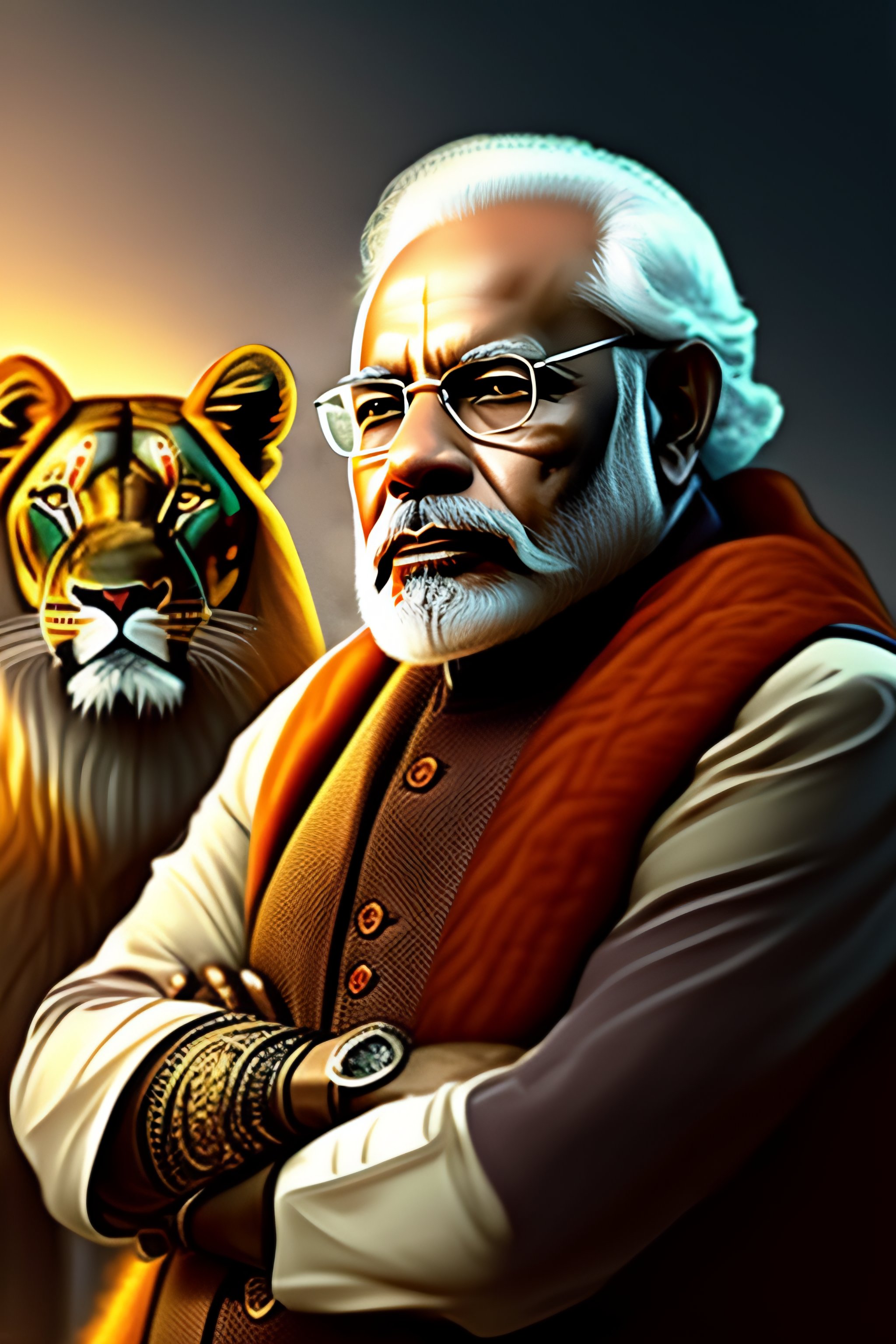 Lexica - Narendra Modi with lions, 8k Render, Realistic, Trending on ...