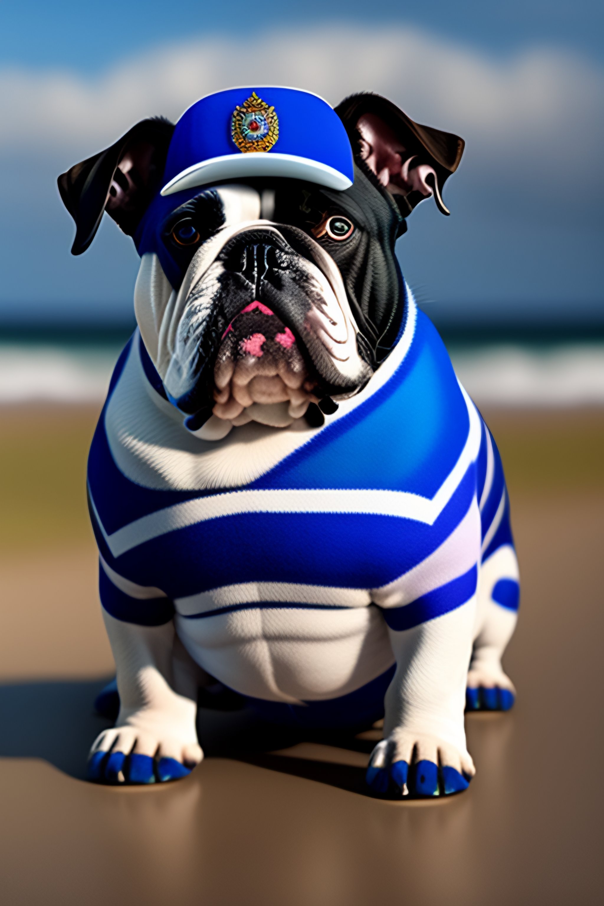 Lexica - A blue police custom silly bulldog, cane in front